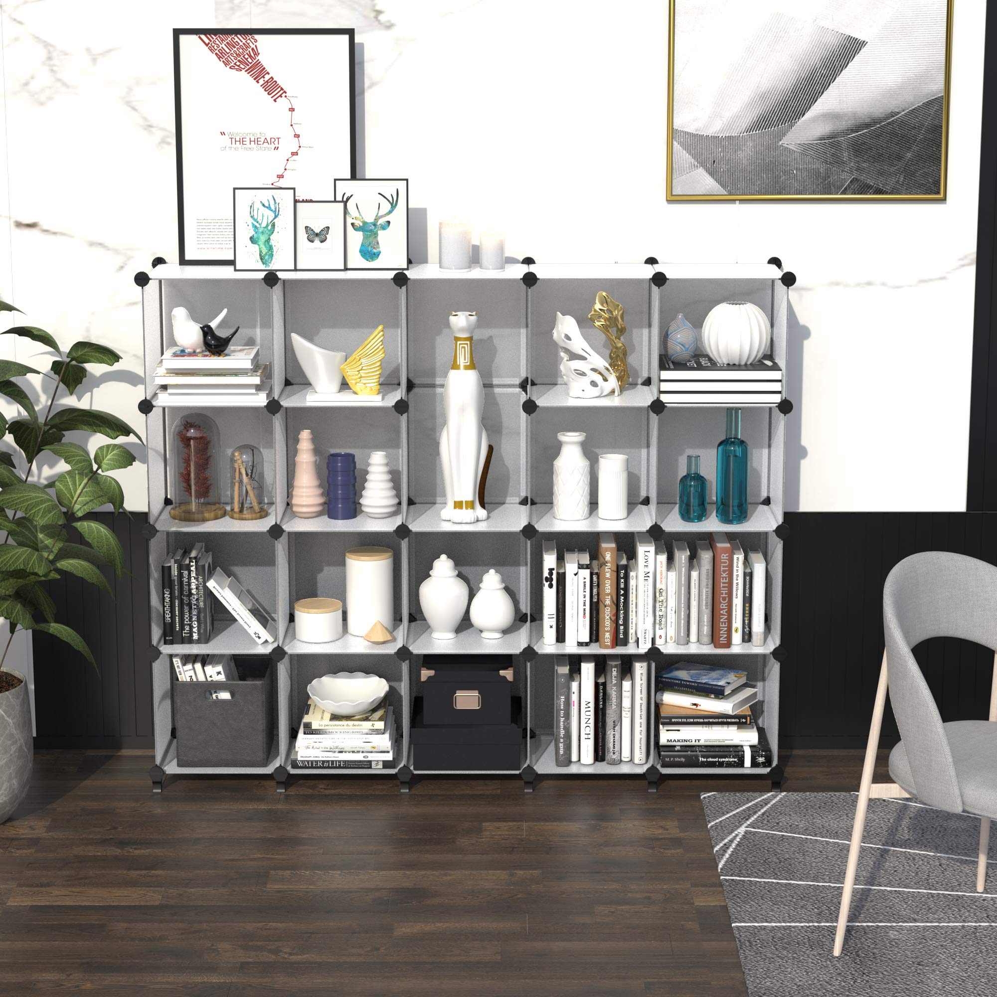 Snapklik.com : HOMIDEC 20-Cube Transparent Organizer, Modular Shelf