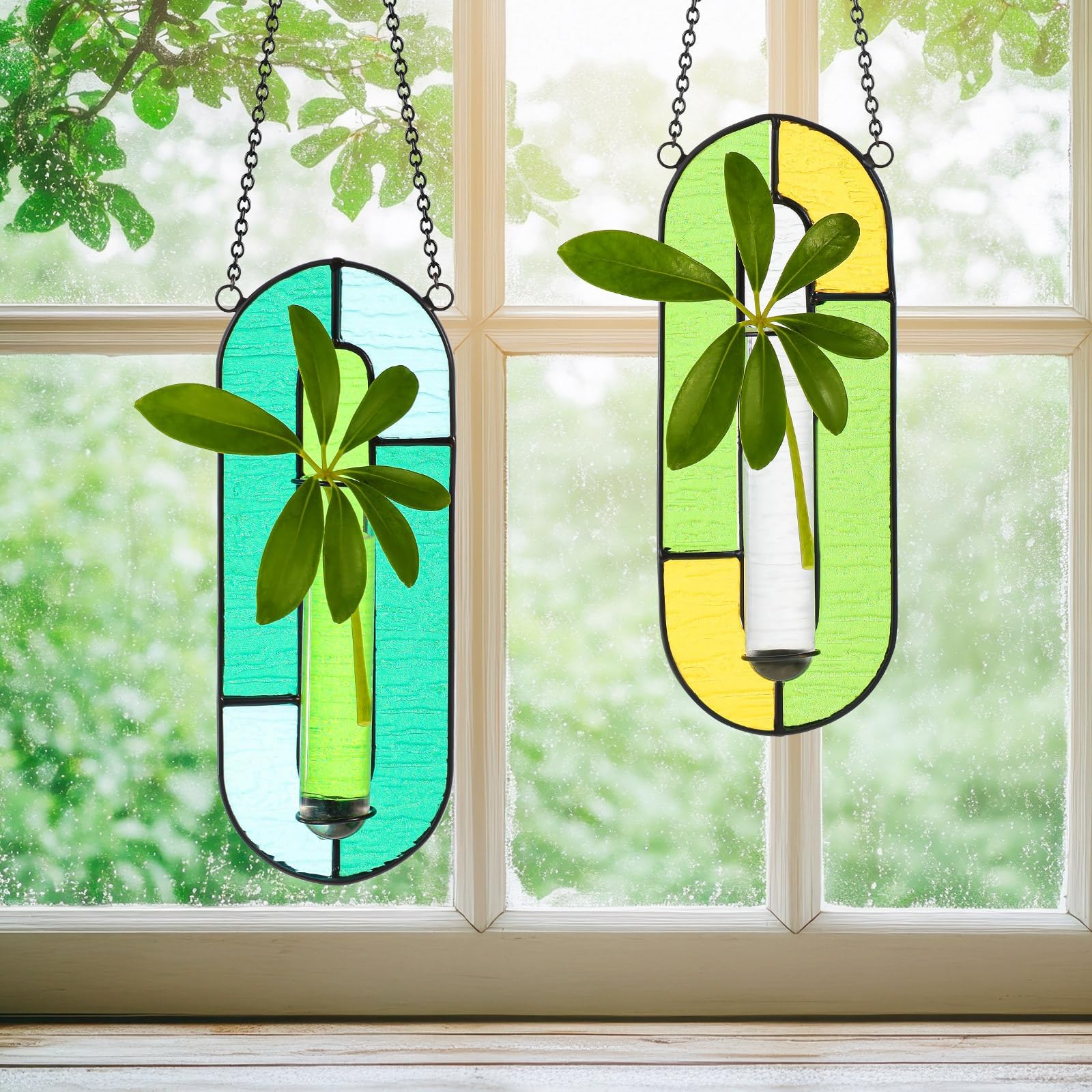 Amazon.com: Yiyiring 2 Sets Window Propagation Stations Stained Glass ...
