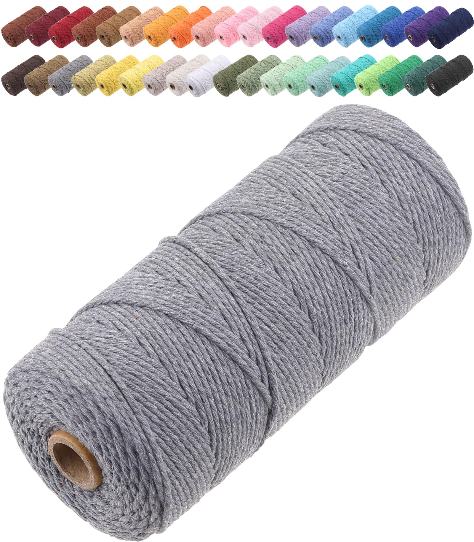 GOHOF Macrame Cord 2mm x 205m Premium Cotton Macrame Rope, 3 Strand ...