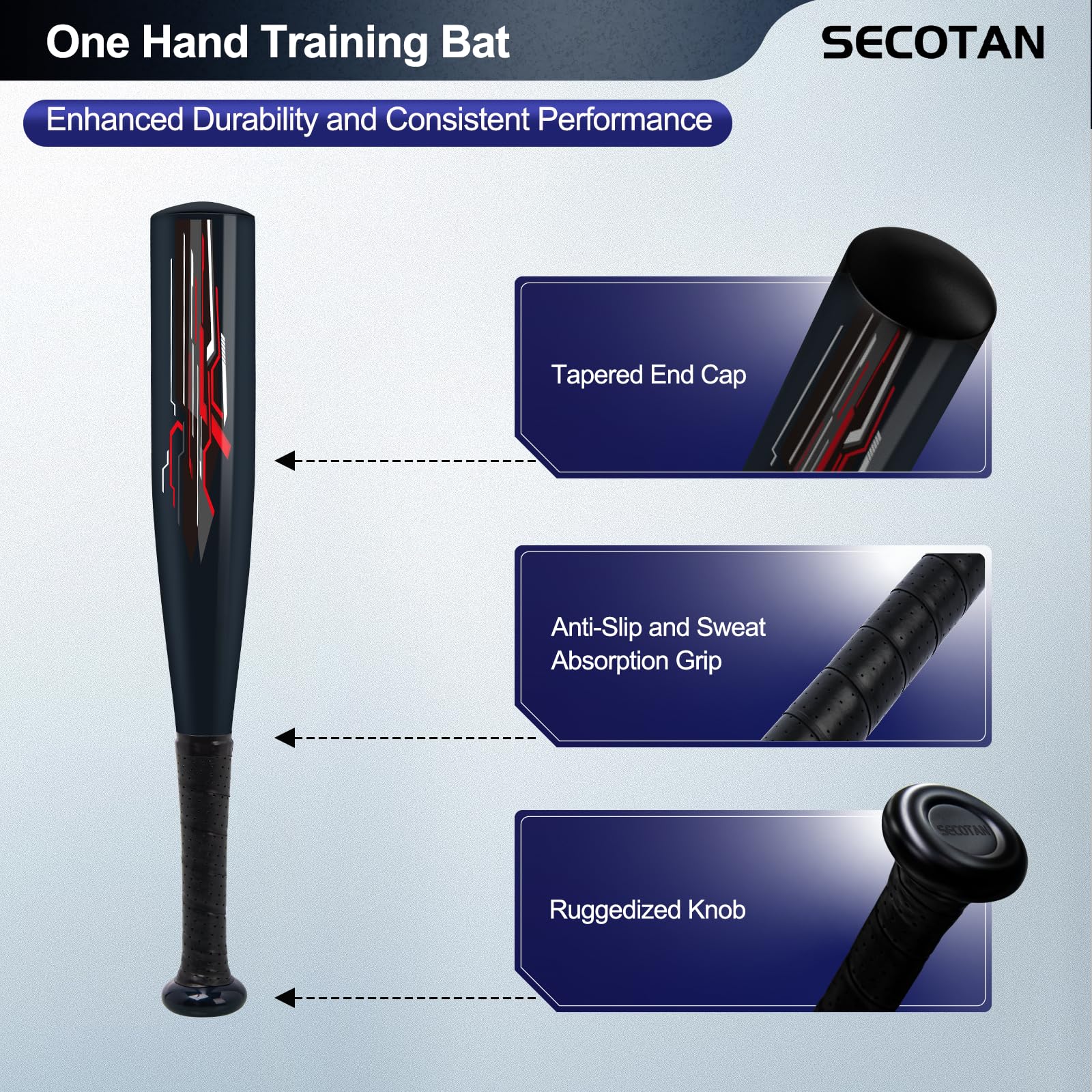Snapklik.com : SECOTAN Baseball Bat, Aluminum One Hand Training Bat ...
