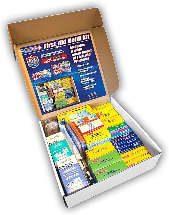 Amazon.com: Rapid Care 3-Shelf First Aid Refill Kit - 525 Piece OSHA ...