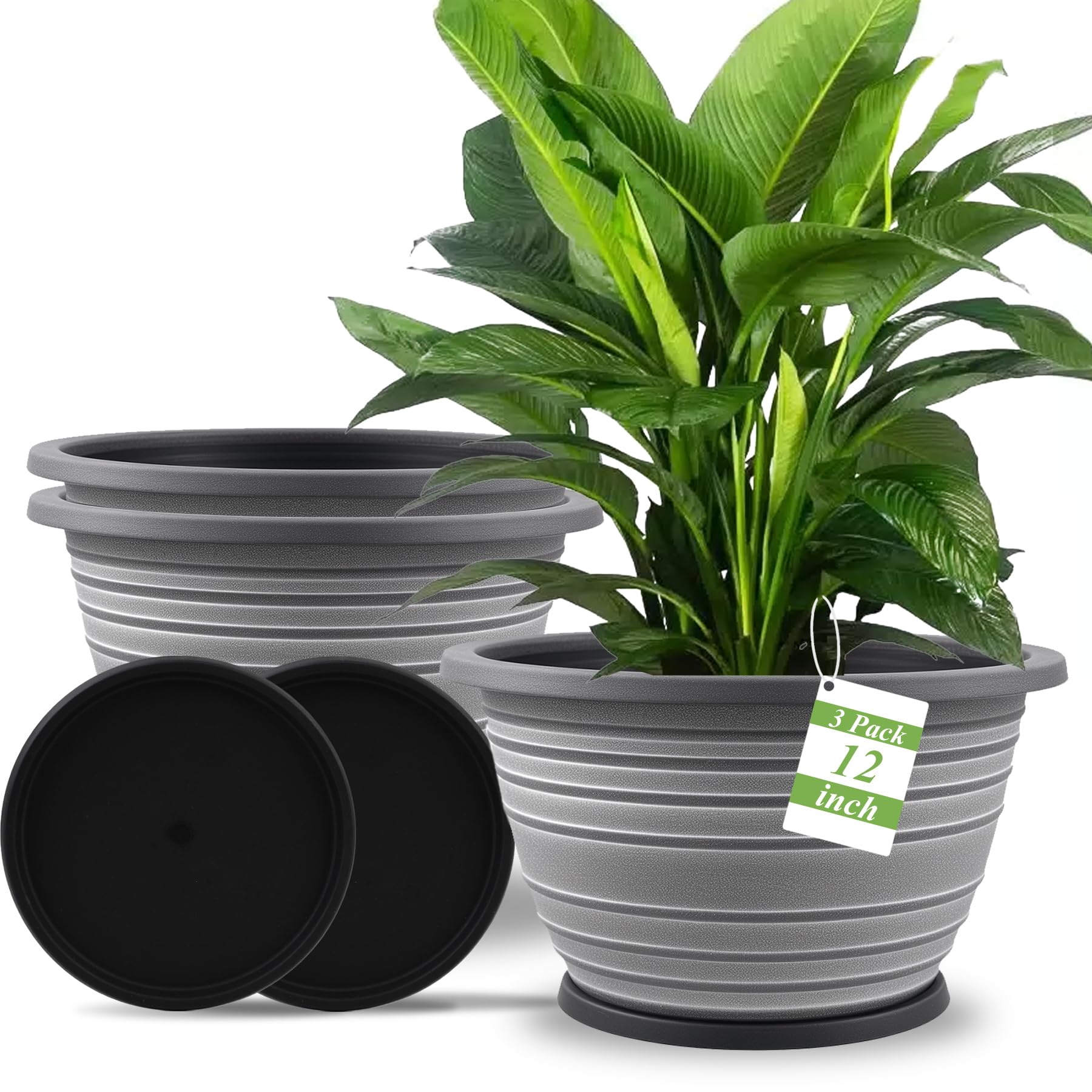 Amazon.com: KPUVX Large-Planter-Indoor-Outdoor Plant Pots, 12 inch 3 ...