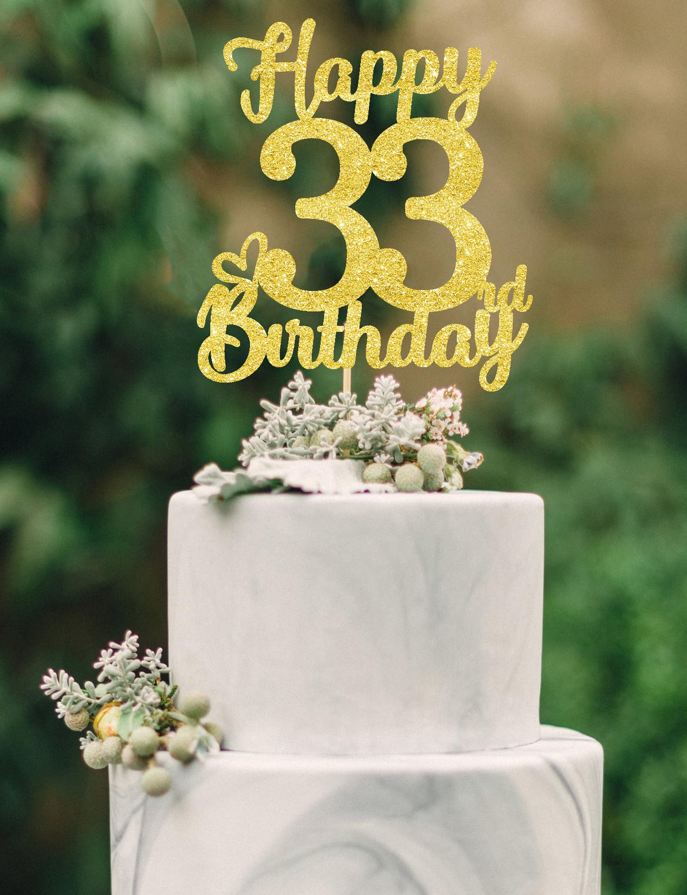 Snapklik.com : 33 Birthday Cake Toppers - Gold Glitter