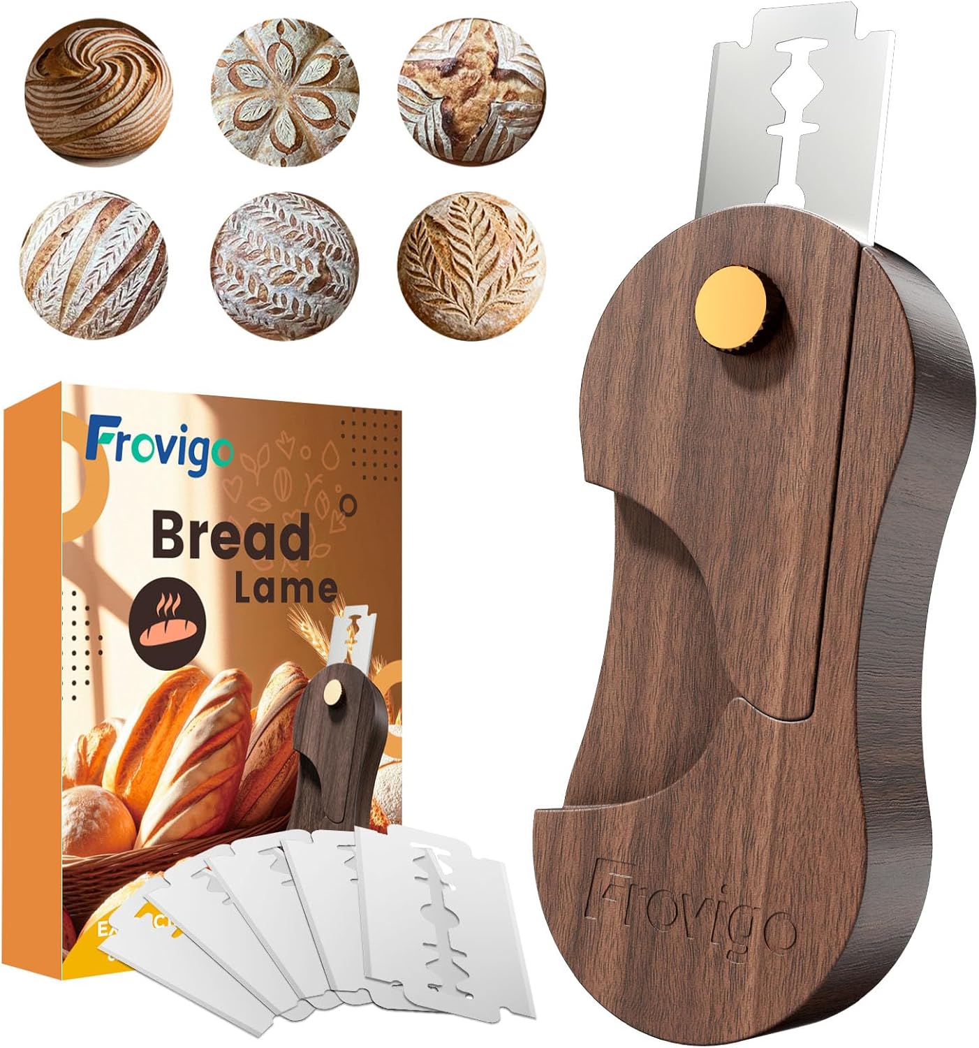 Amazon.com: Frovigo Bread Lame, Scoring Tool for Sourdough with 5 ...