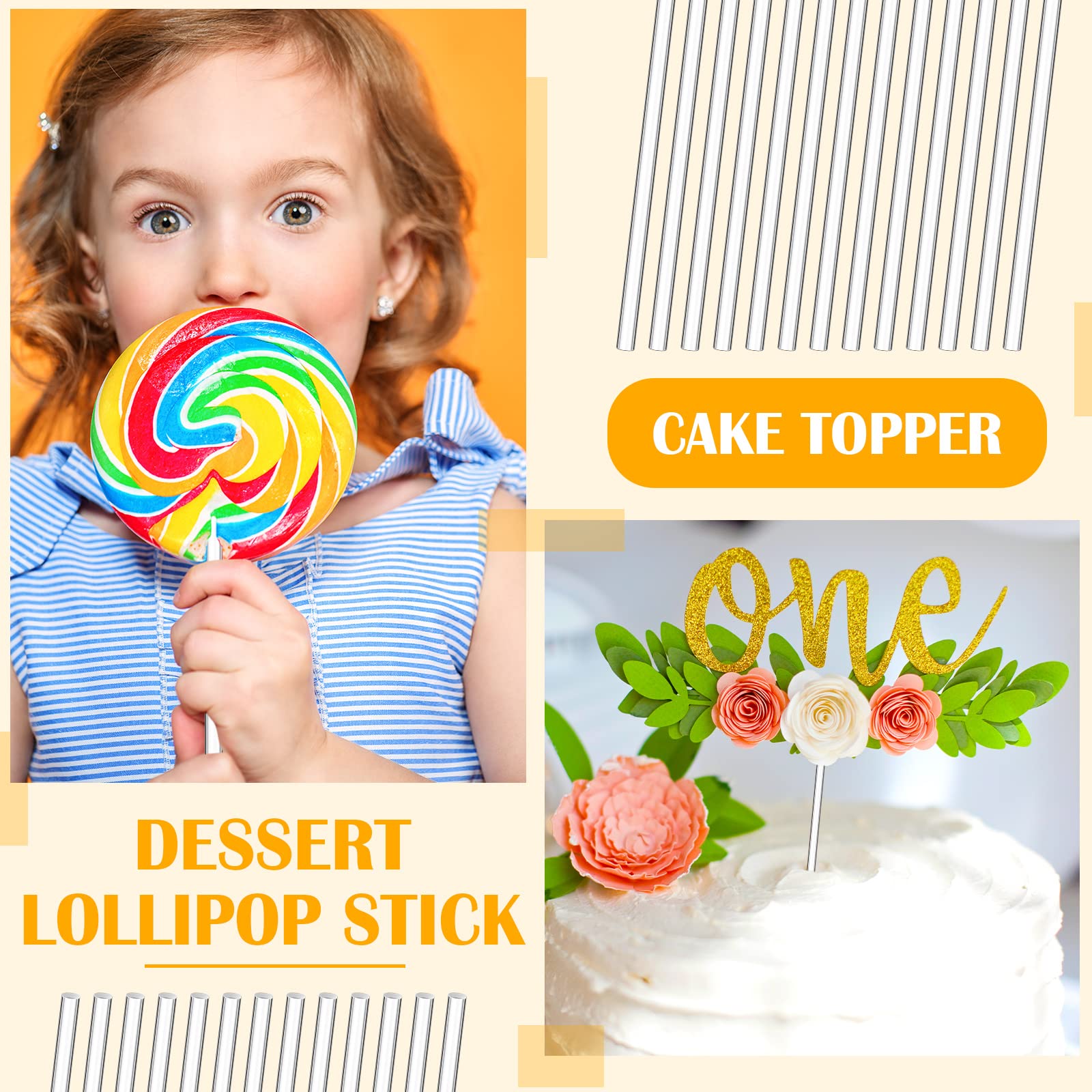Snapklik.com : Zopeal 200 Pieces Acrylic Lollipop Sticks Cake Pops ...