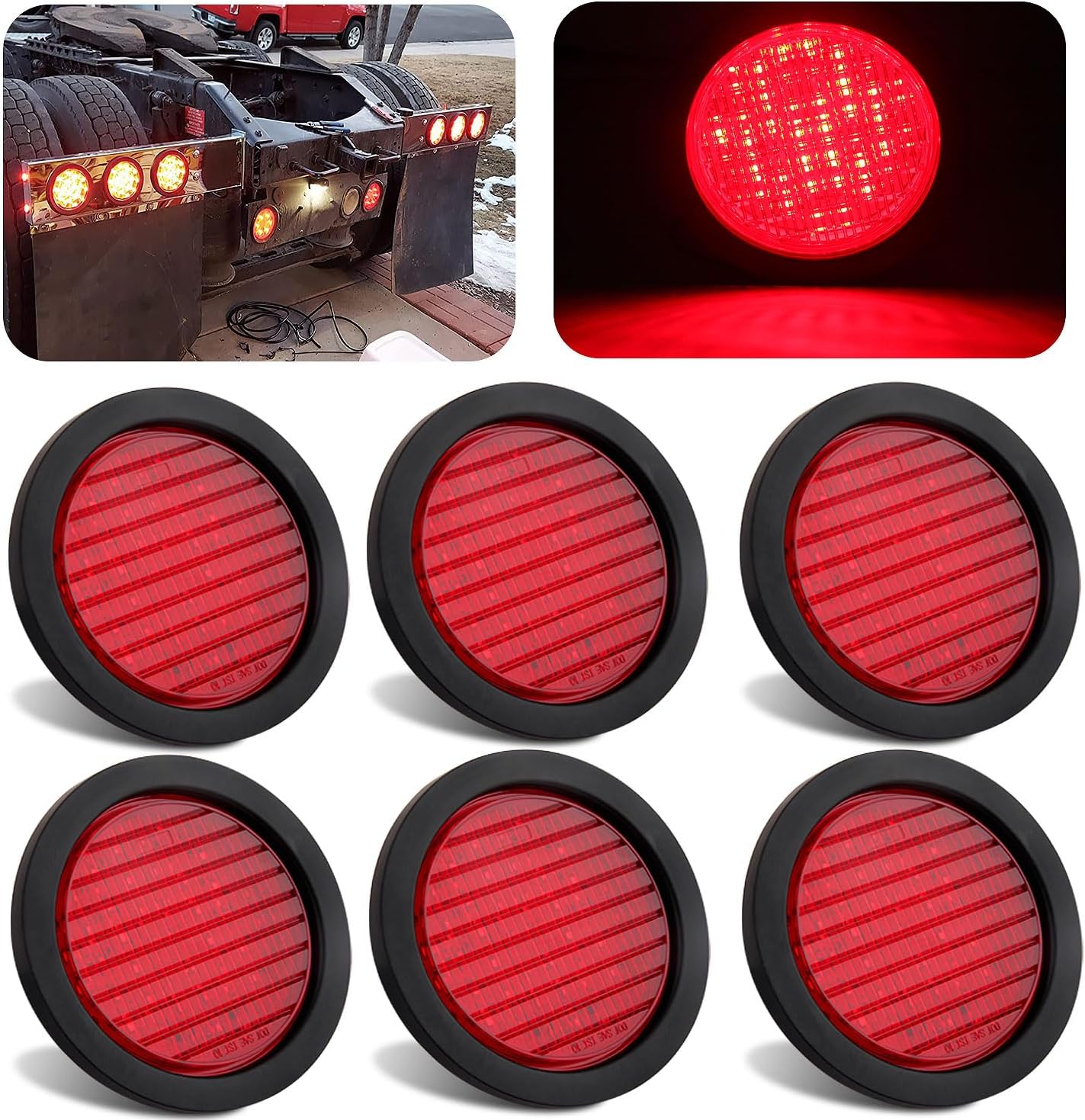 Amazon.com: 6Pcs 4 Inch Round Led Trailer Tail Lights Kit Red 40 LED ...