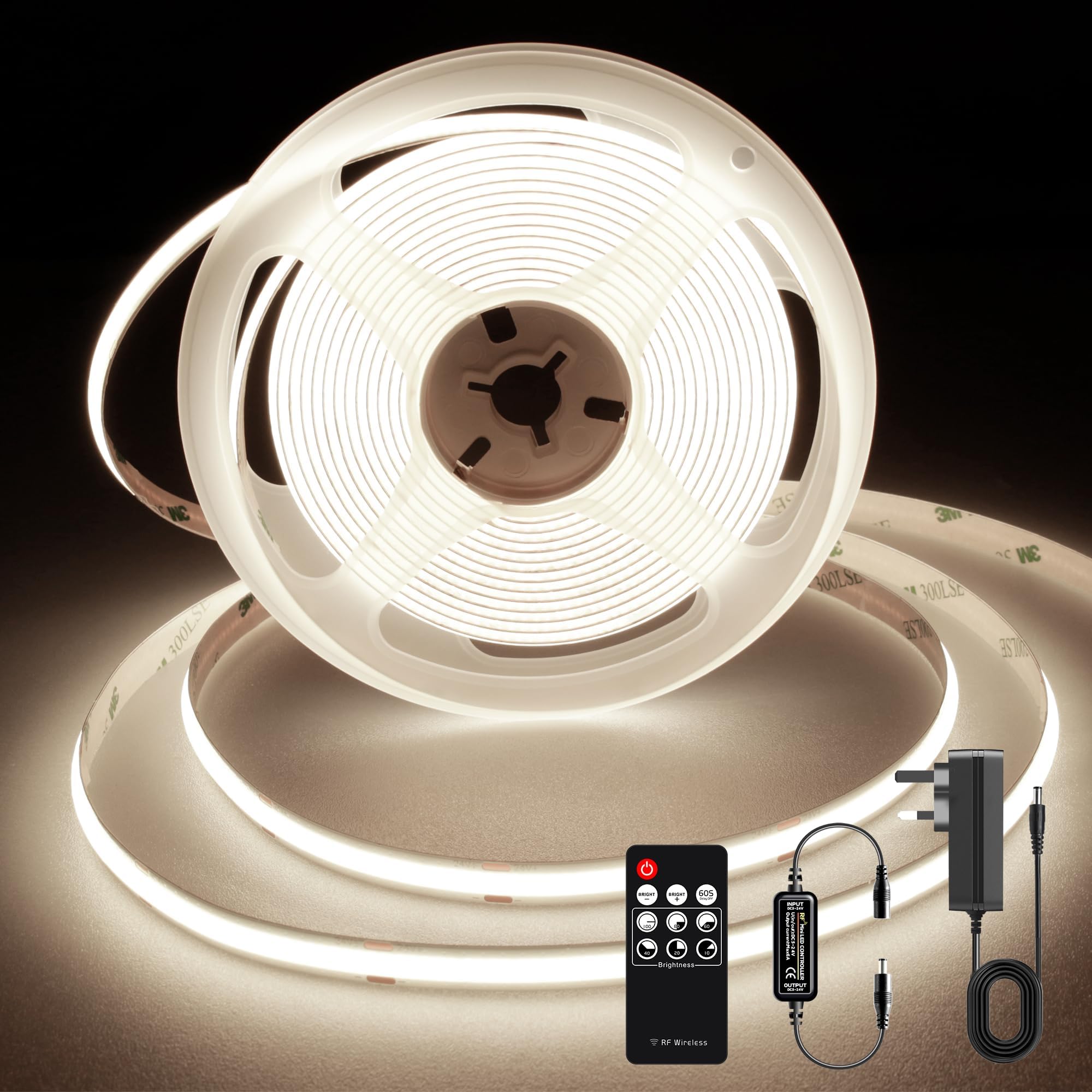 AXMOTUT COB LED Strip Lights 2m, 4000K Natural White Dimmable LED Strip ...