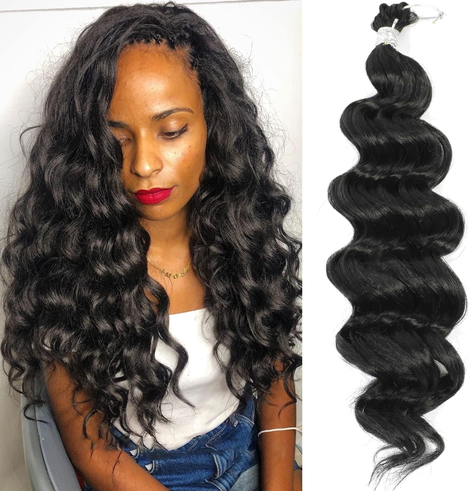 Amazon.com : 7 Packs Ocean Wave Crochet Hair Pre Looped 18 Inch Long ...