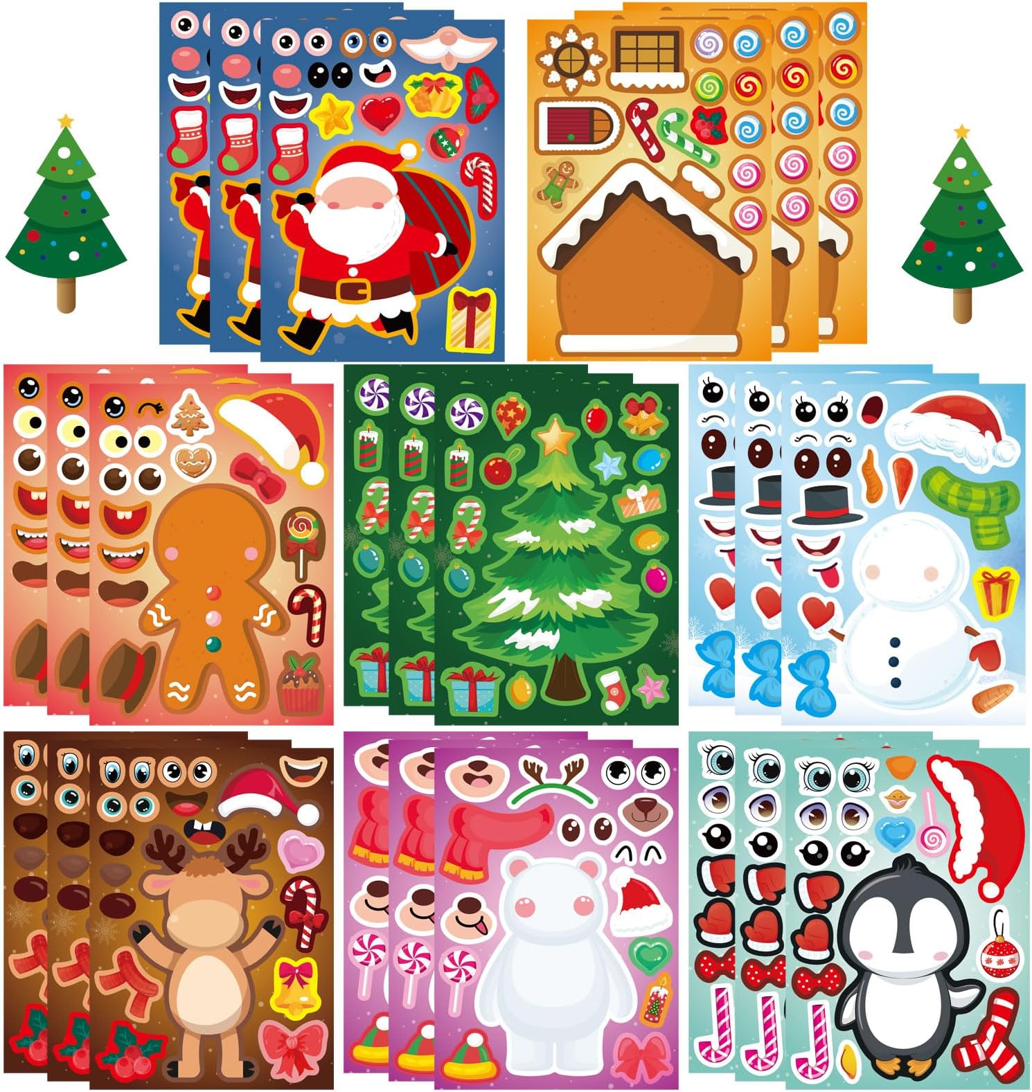 Amazon.com: JASHIAGE Christmas Stickers-24 Sheets Merry Christmas ...