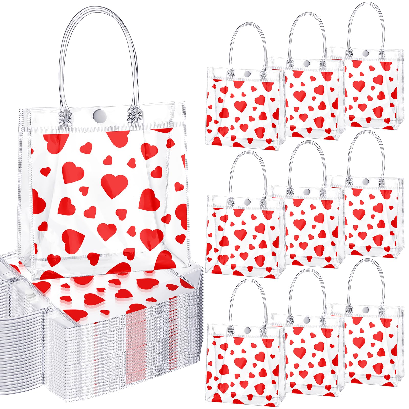 Amazon.com: Yeaqee 36 Pcs Valentine's Day Love Heart Printed Clear Gift ...