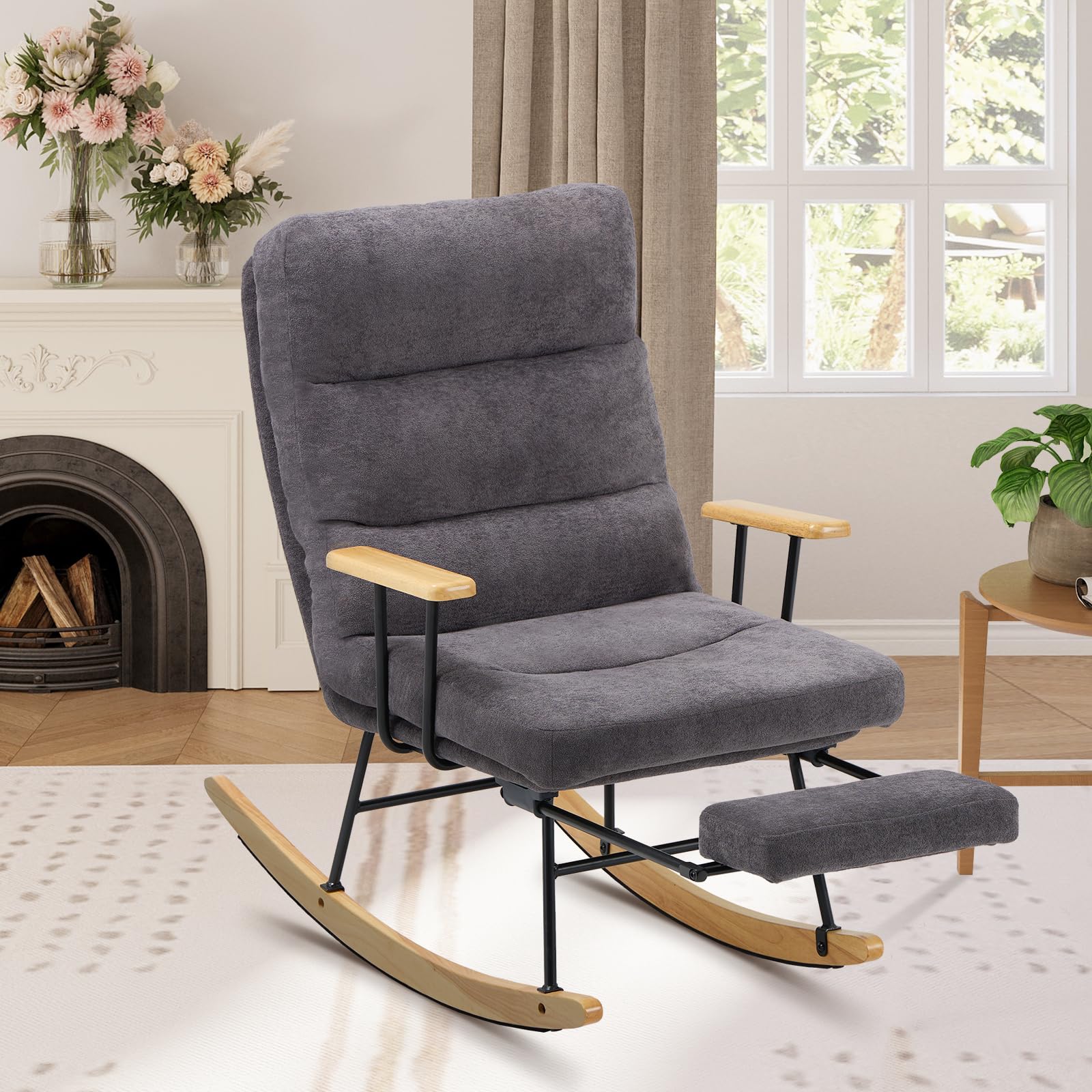 Amazon.com: Rocking Chair with Footrest-Glider Rocker Chair with ...