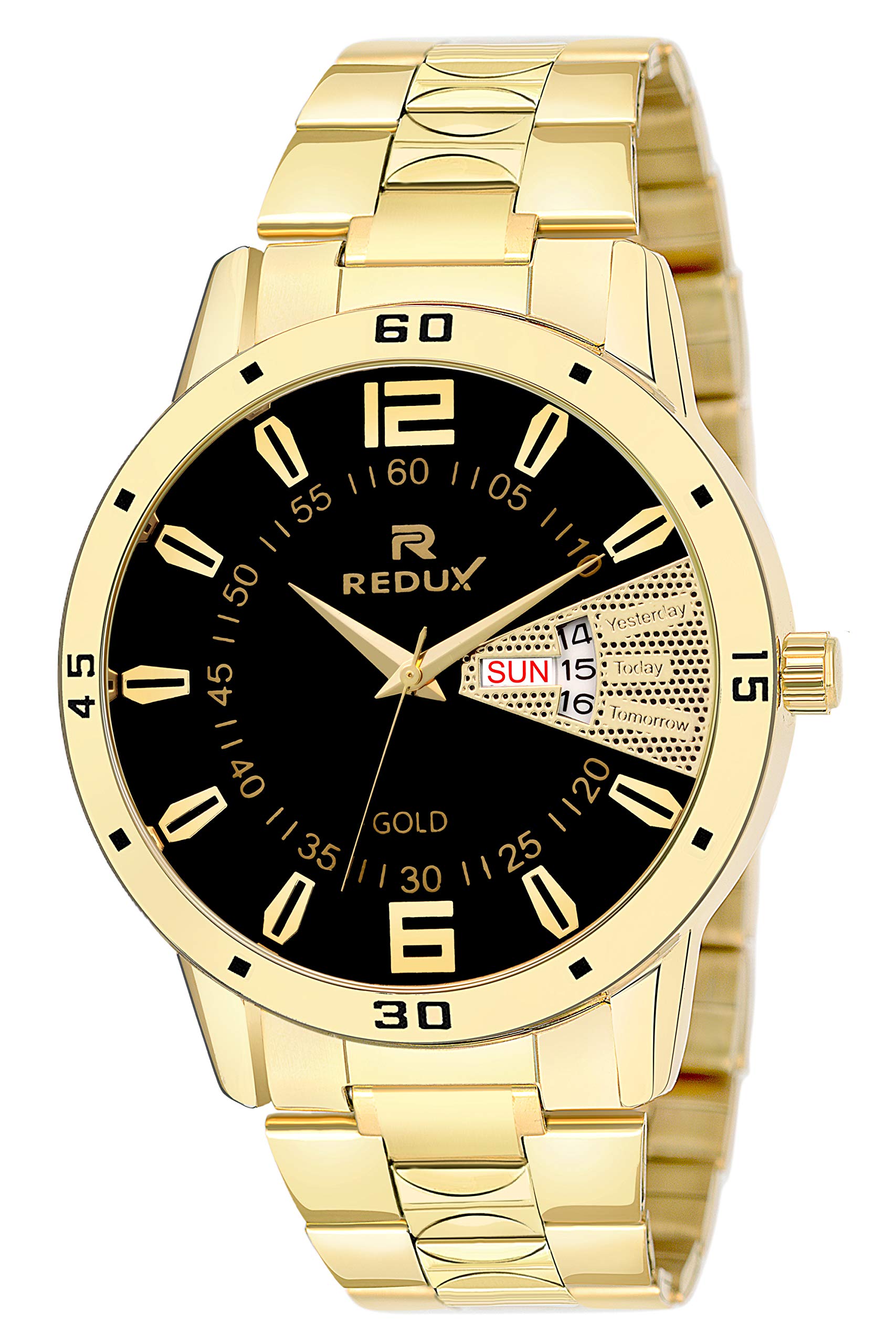 REDUX Analogue Boys' Watch (Black Dial Golden Colored Strap) : Amazon ...