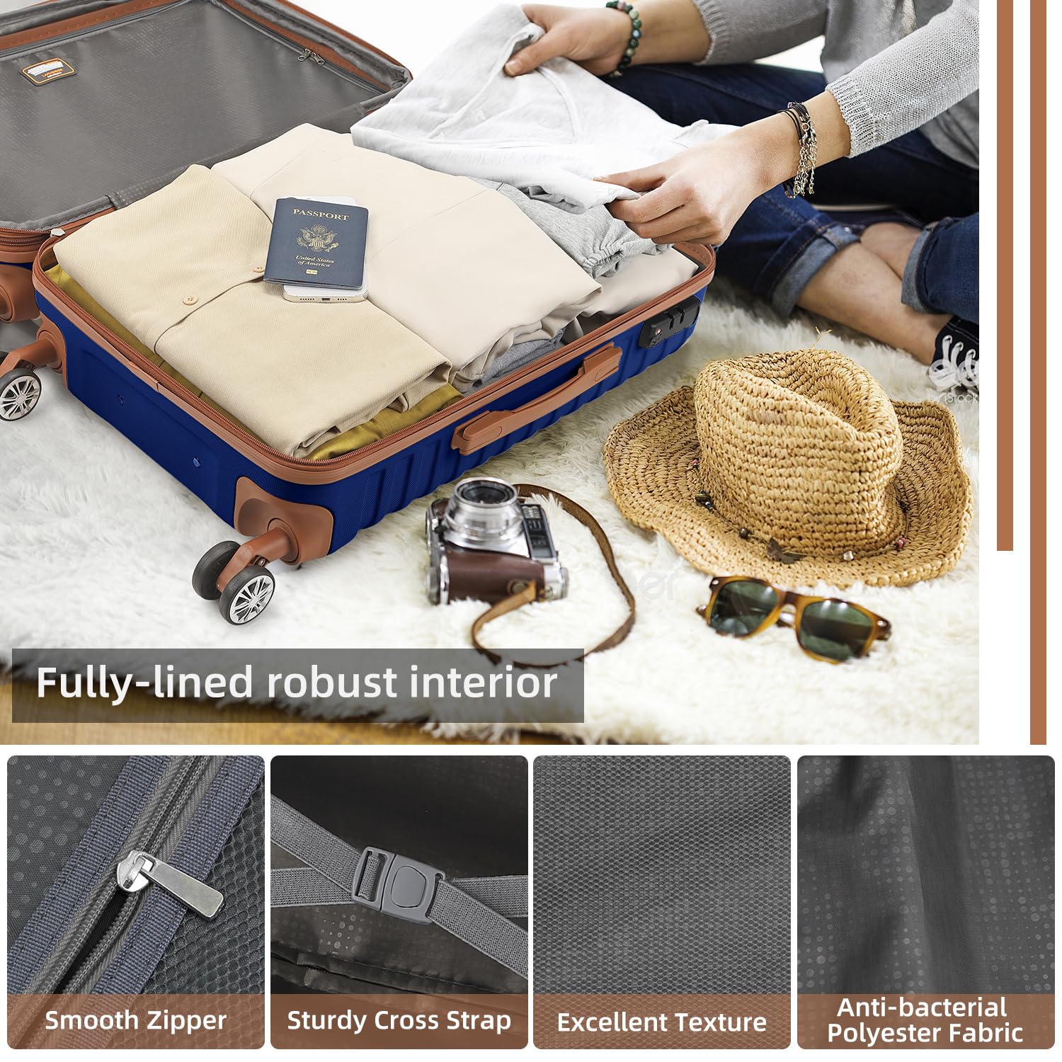 Lulusail LARVENDER Luggage Sets 4 Piece, Expandable(Only 24"&28") ABS ...