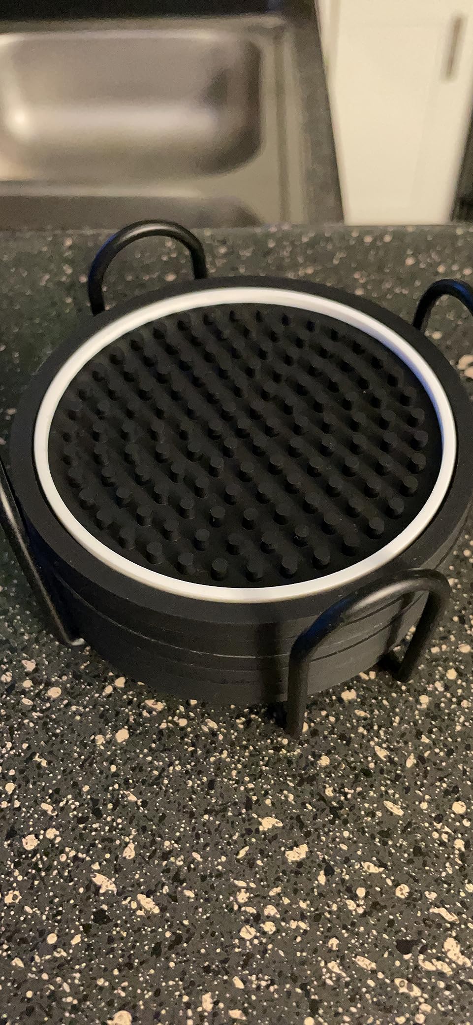 Amazon.com: BARsics Drink Coasters Set, 3.75" Black Non-Slip PVC ...