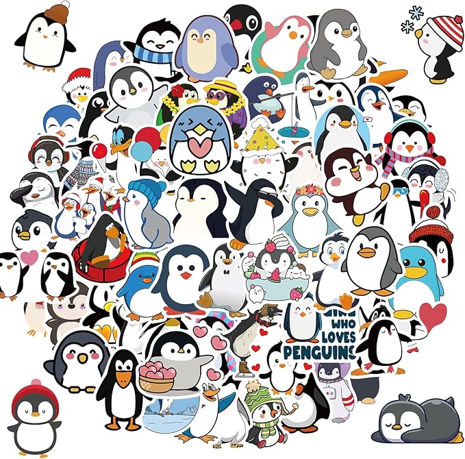 Amazon.com: 100 PCS Penguin Stickers,Cute Vinyl Waterproof Sticker for ...