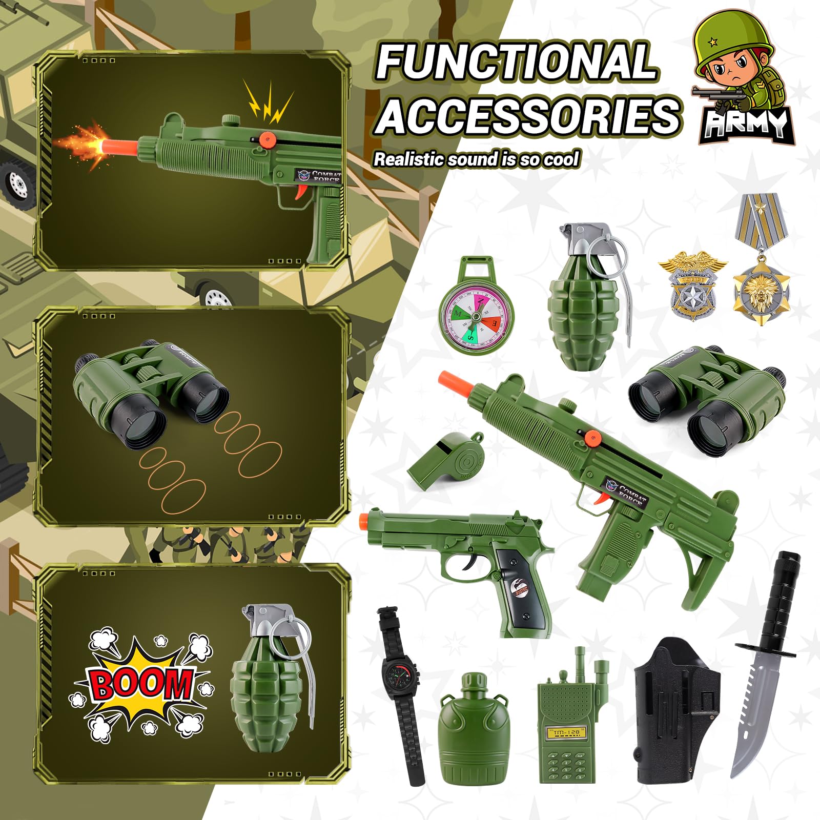 Snapklik.com : deAO Army Soldier Dress Up For Kids Military Costume Set ...