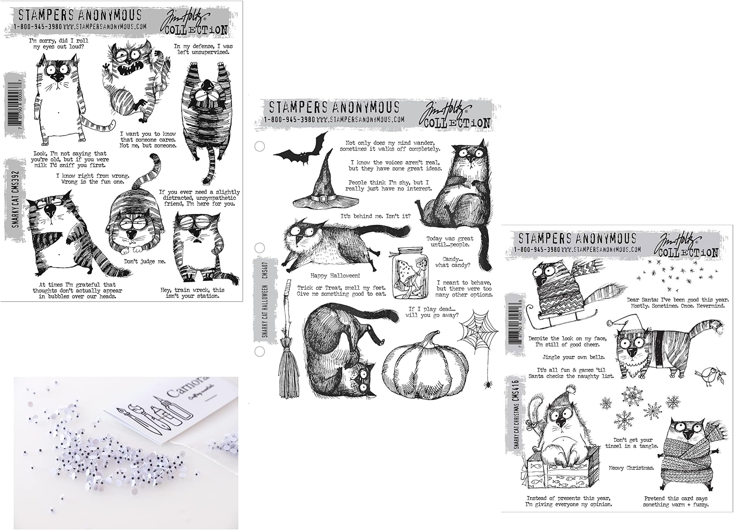 Amazon.com: Tim Holtz Snarky Cat Christmas - Stampers Anonymous Cling ...