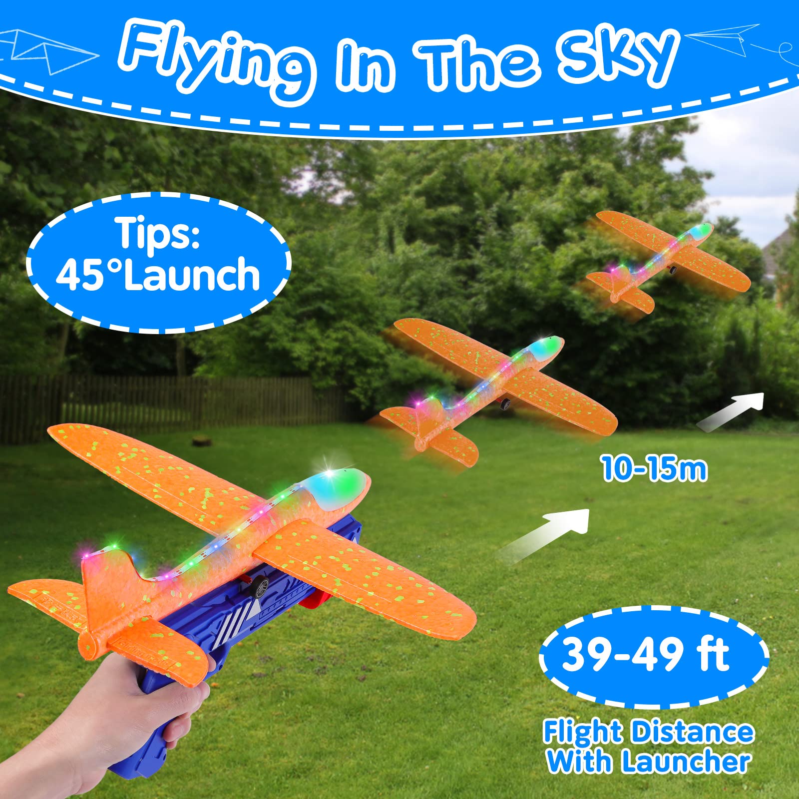 Snapklik.com : Refasy 3 Pack Airplane Launcher Toys, 2 Flight Mode LED ...