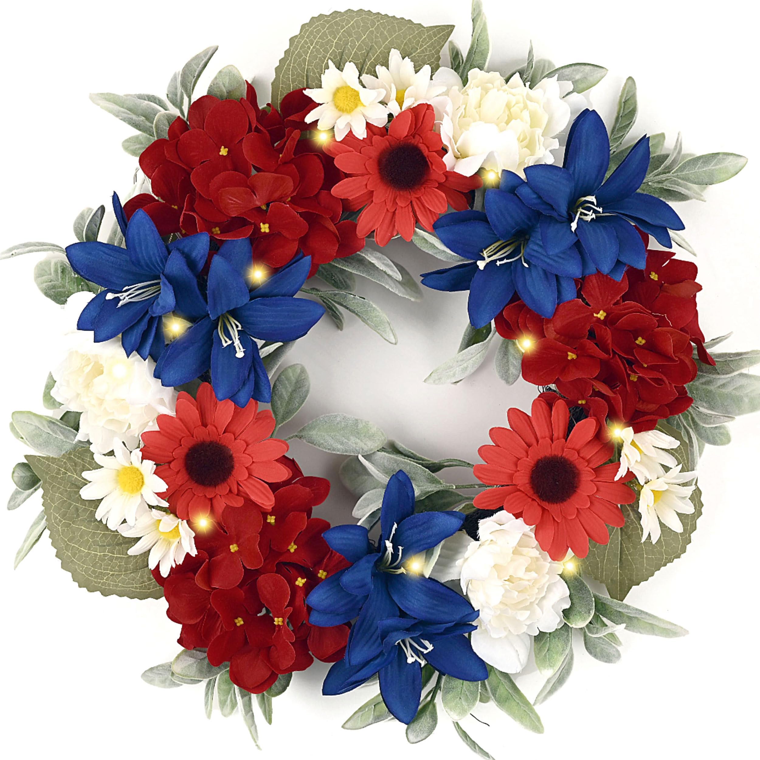 Amazon.com: Patriotic Soldier Lighted Wreath for Front Door, Rose ...