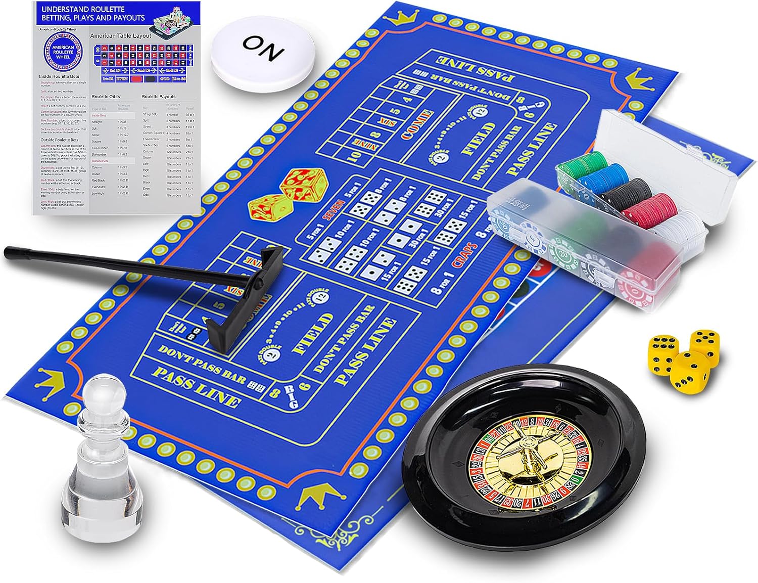 Amazon.com: Extguds Roulette Wheel and Craps Set with Double Sided Felt ...