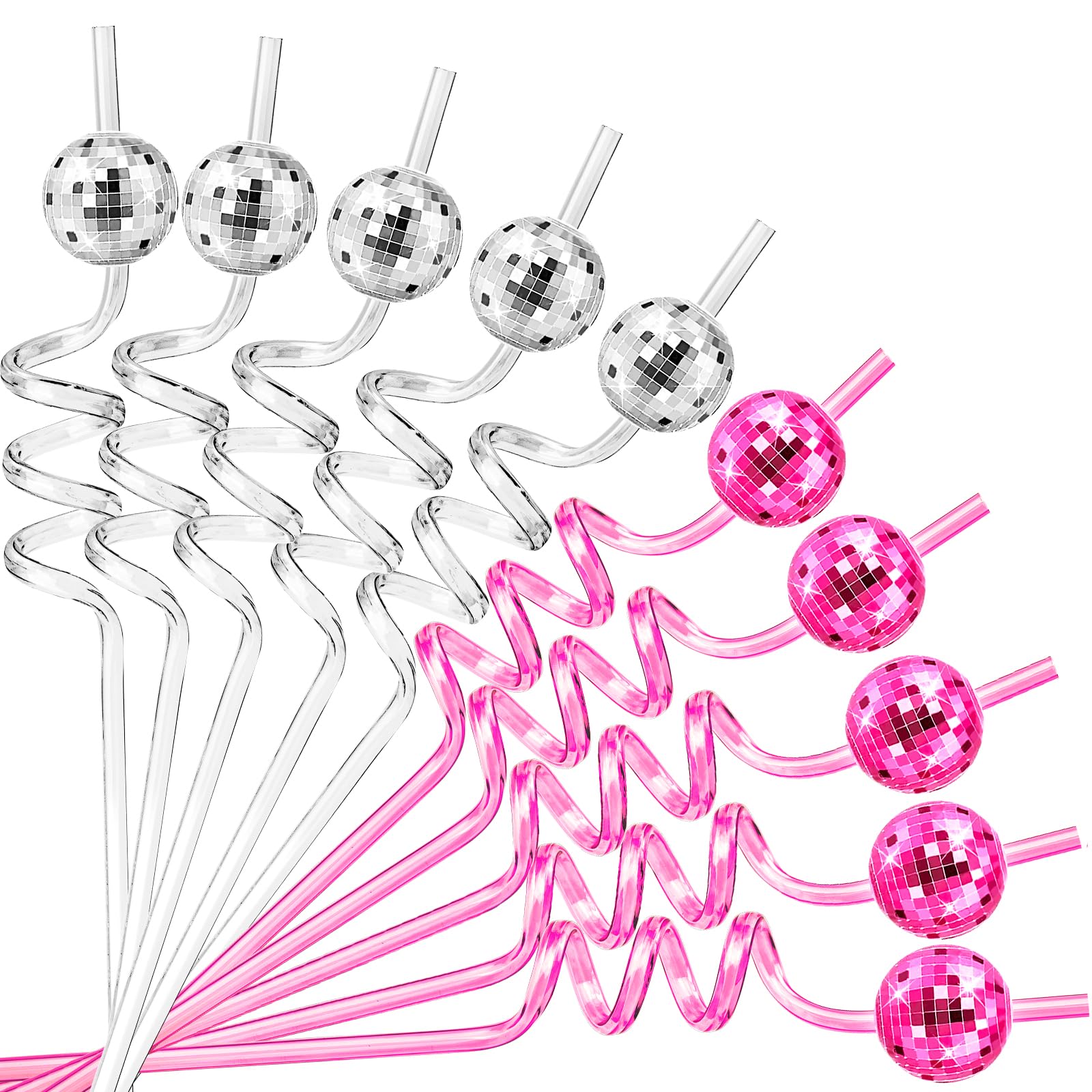 Snapklik.com : Snowfall Reusable Disco Ball Straws, 12 Pcs Disco Party ...
