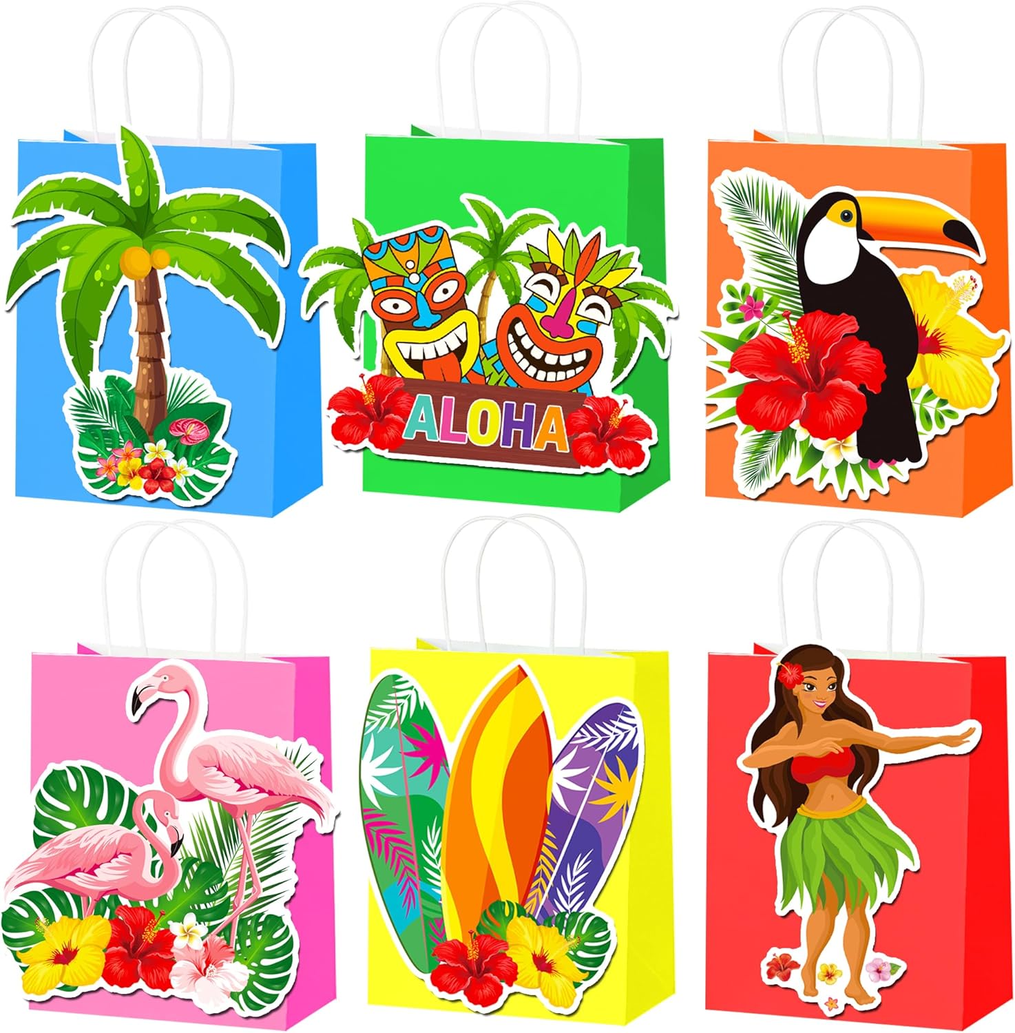 Amazon.com: umoni Hawaiian Party Favors Bags 12PCS Tropical Aloha Gift ...