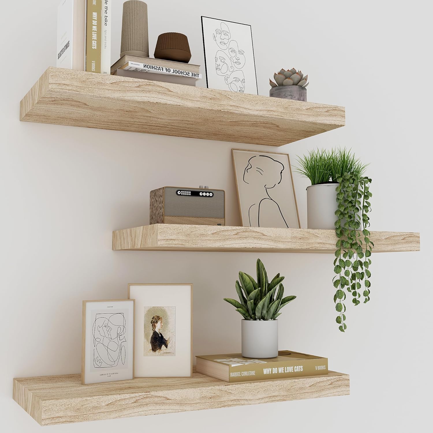 Amazon.com: Upassion Floating Shelves for Wall Set of 3, 16" Rustic ...