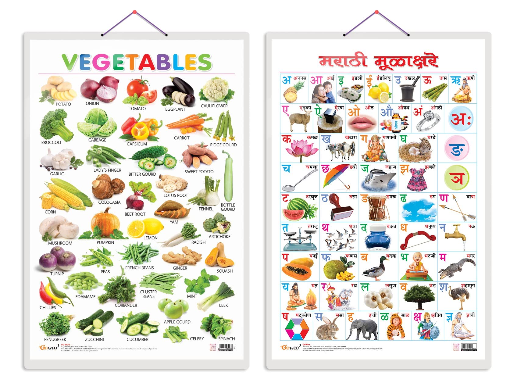 Set Of 2 Vegetables And Marathi Varnamala Marathi Early Learning ...