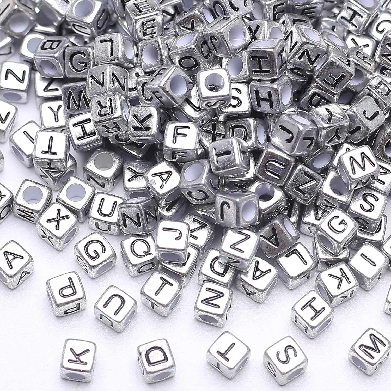 HERZWILD Letter Beads for Threading Approx. 1000 Pieces 6 x 6 mm Letter ...