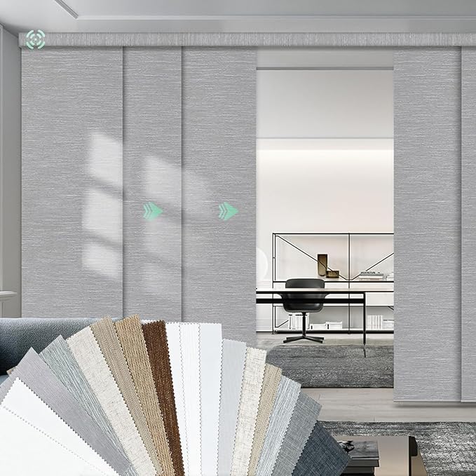 Amazon.com: Yoolax Custom XL Smart Sliding Door Blinds, Fabric Blackout ...