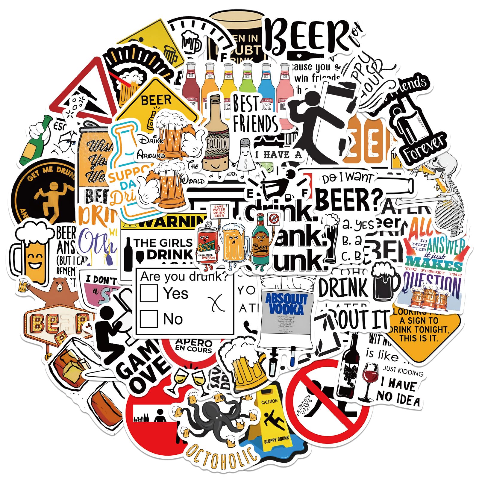 Amazon.com: 50Pcs Funny Alcoholism Stickers for Water Bottles Vinyl ...