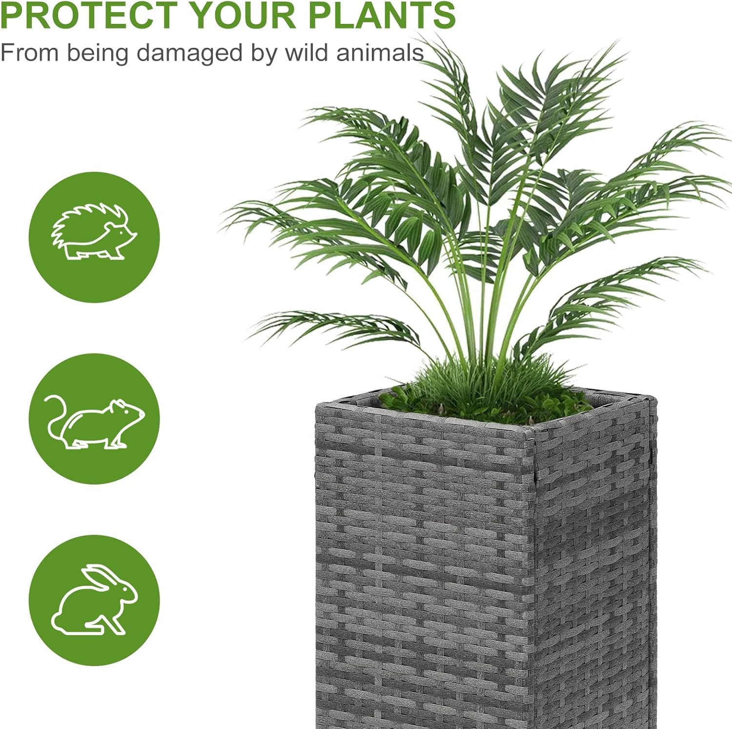 Brown Vinyl Wicker Planter Boxes Brown Wicker Flower & Plant Pots,