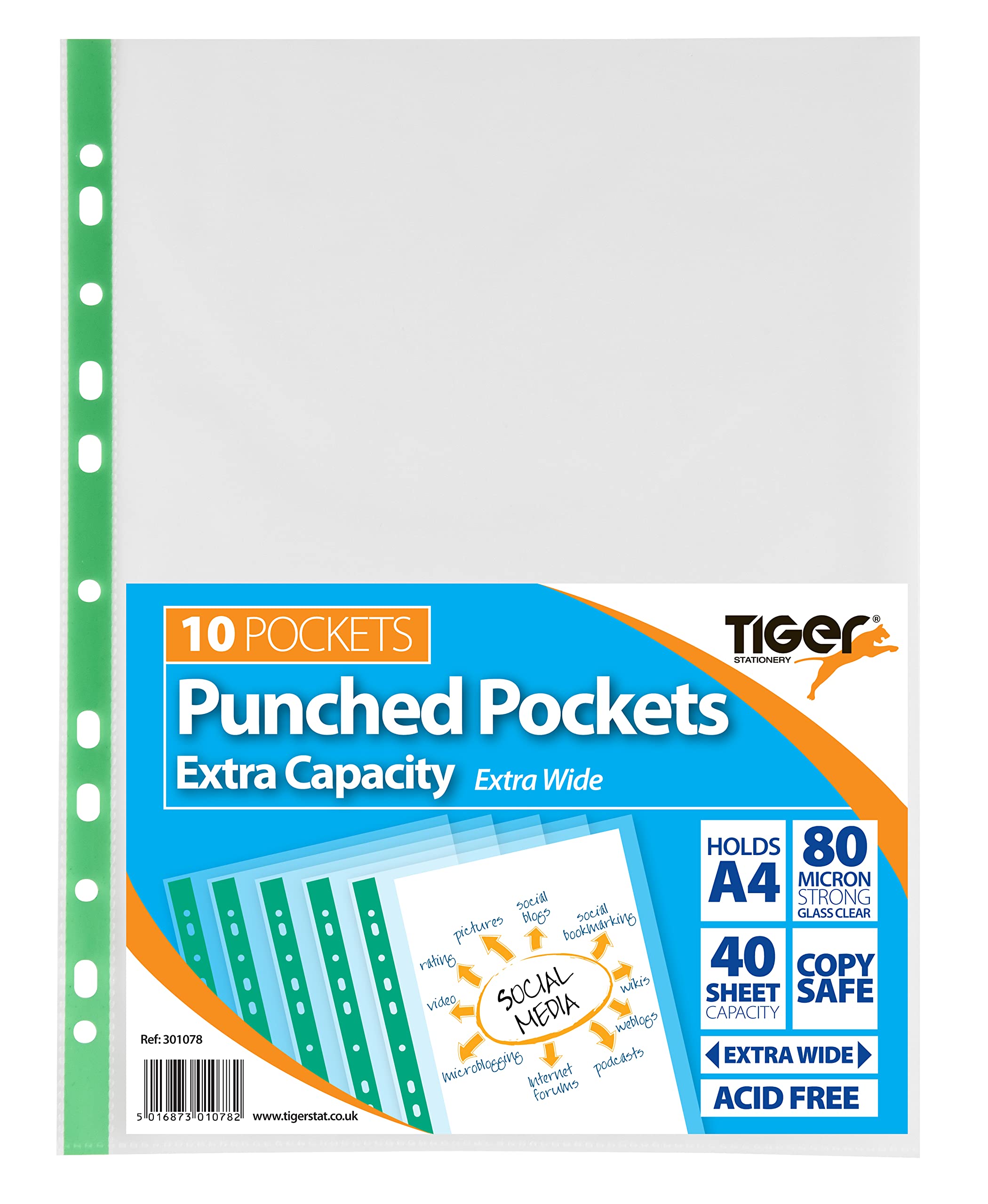 100 x A4 Extra Large Capacity Plastic Wallets Punched Glass Clear ...