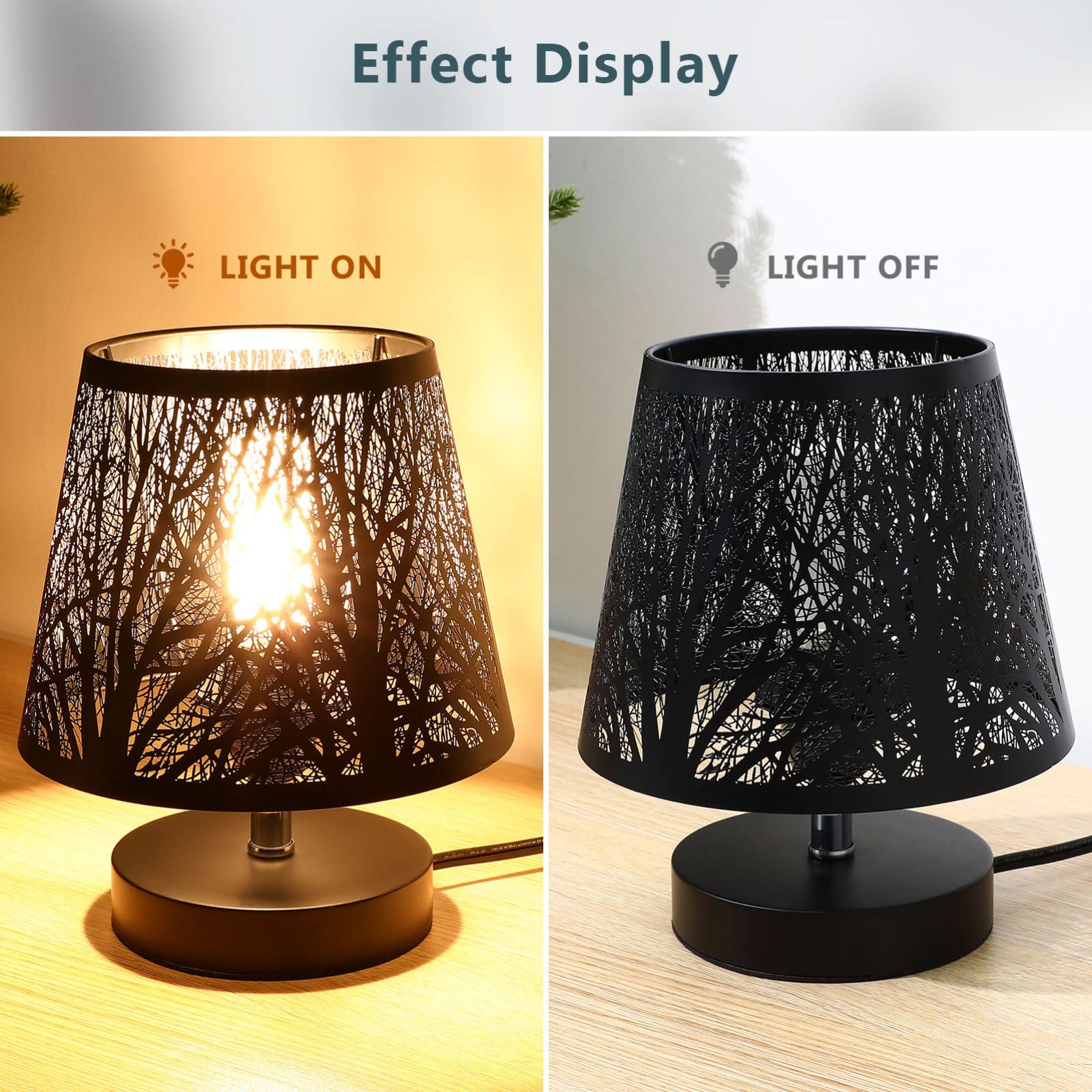 Uonlytech Tree Shadow Lamp Shade, Iron E27 Small Table Lamp Shade ...