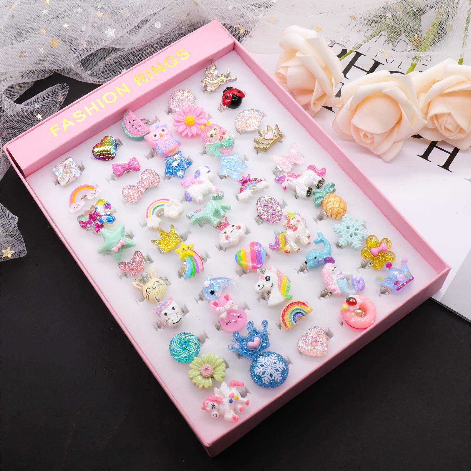 Snapklik.com : SOTOGO 100 Pieces Little Girl Rings Jewelry Rings Girl ...