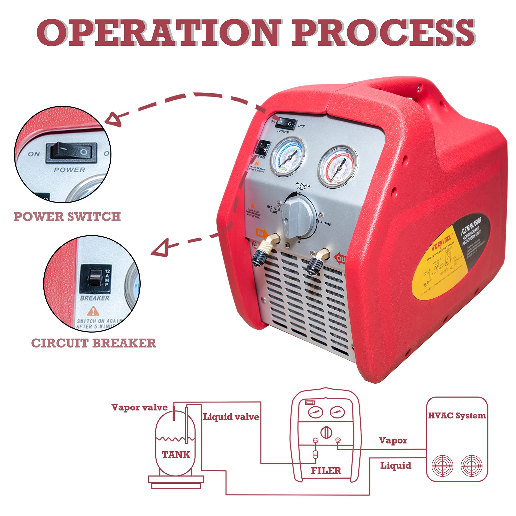 Snapklik.com : Kozyvacu Oil-less Portable Refrigerant Recovery Machine ...