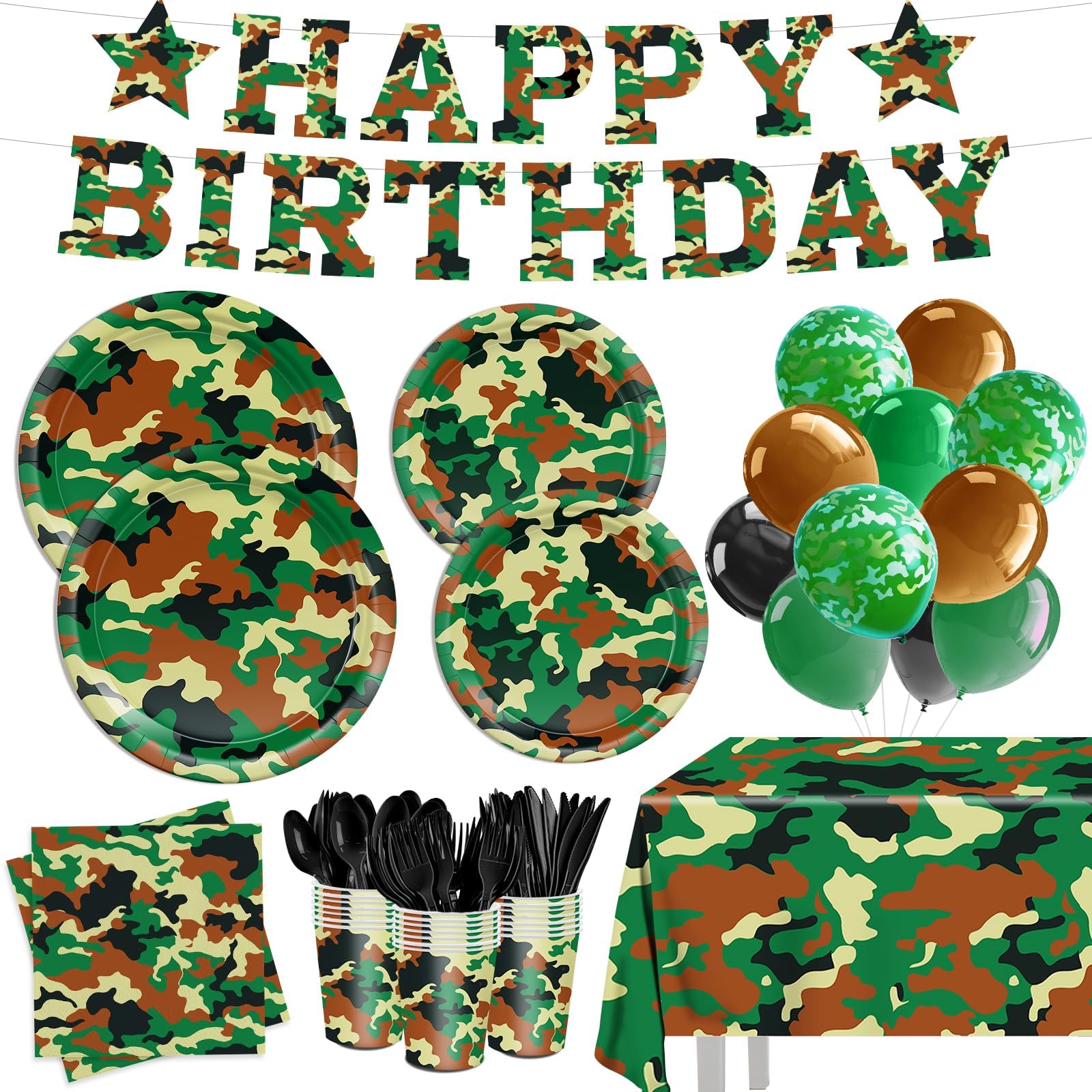 Amazon.com: Xenorik Camouflage Plates And Napkins Party Supplies - Camo ...