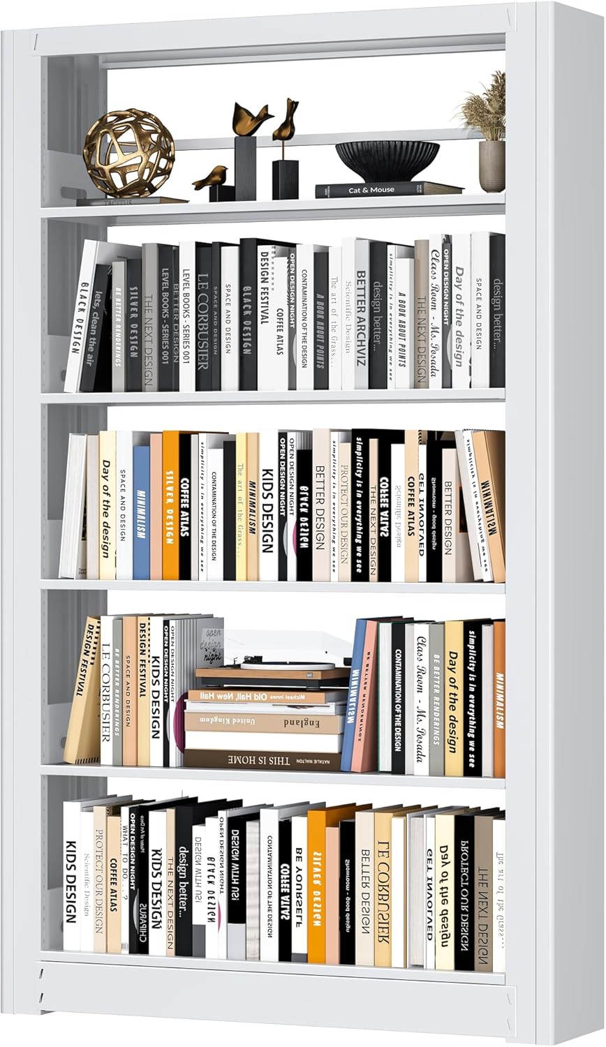 Amazon.com: ZONLESON Bookshelf,5-Tier Bookcase with Adjustable Shelves ...