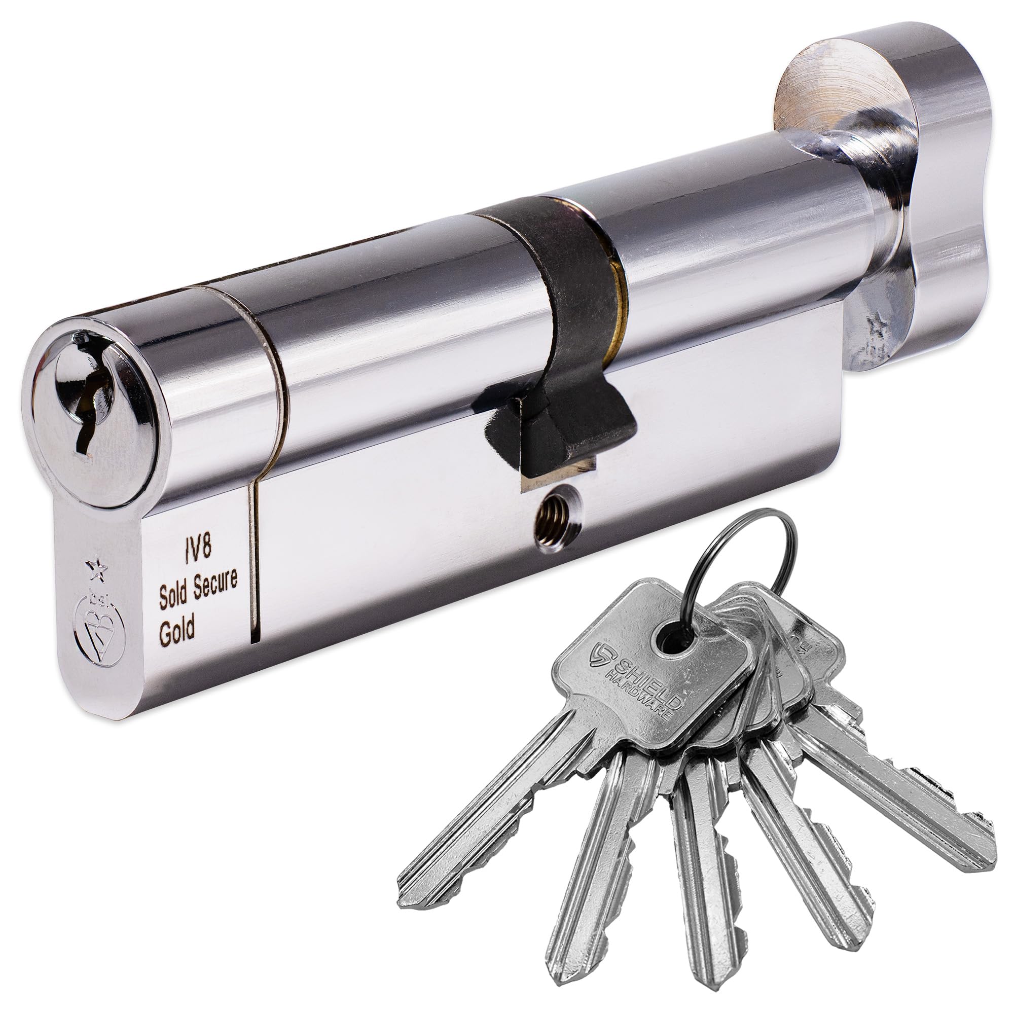 Euro Cylinder Door Lock Thumb Turn Chrome - BSI TS007 Sold Secure Gold ...