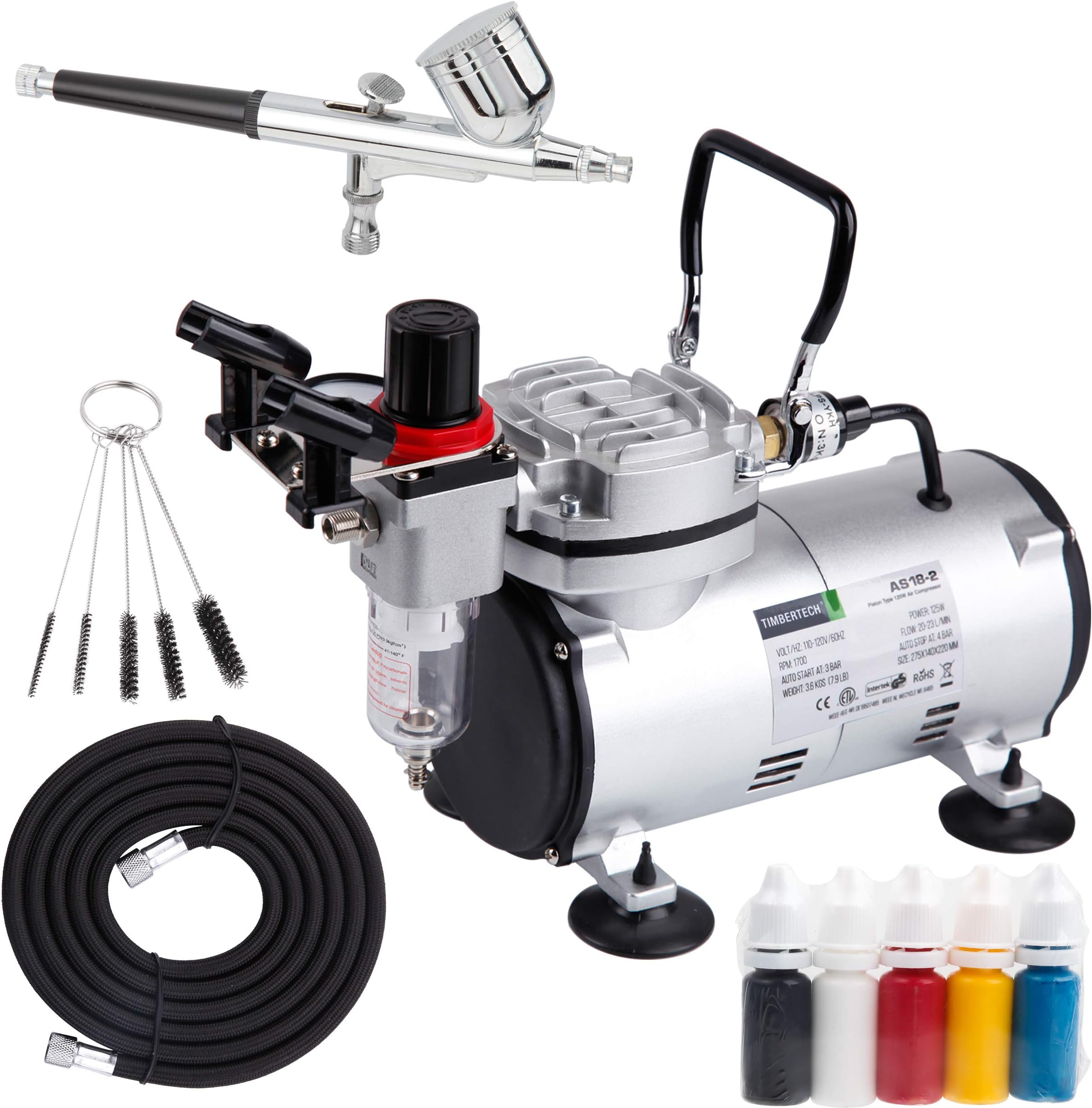 Amazon.com: Timbertech Airbrush Kit With Compressor AS18-2K Basic Start ...