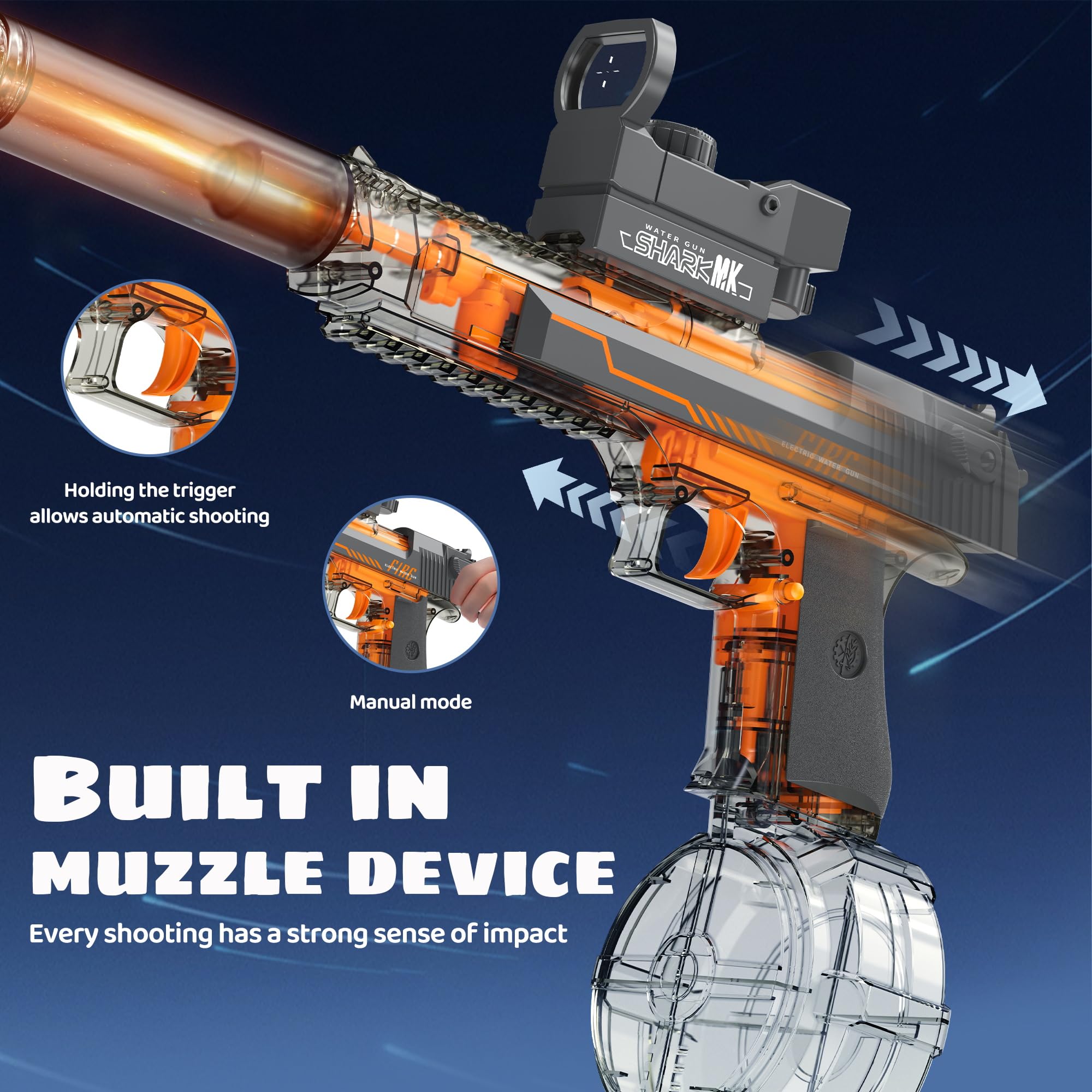 Uzi Style Water Blaster Electric Water Blaster With Flame Effects ...
