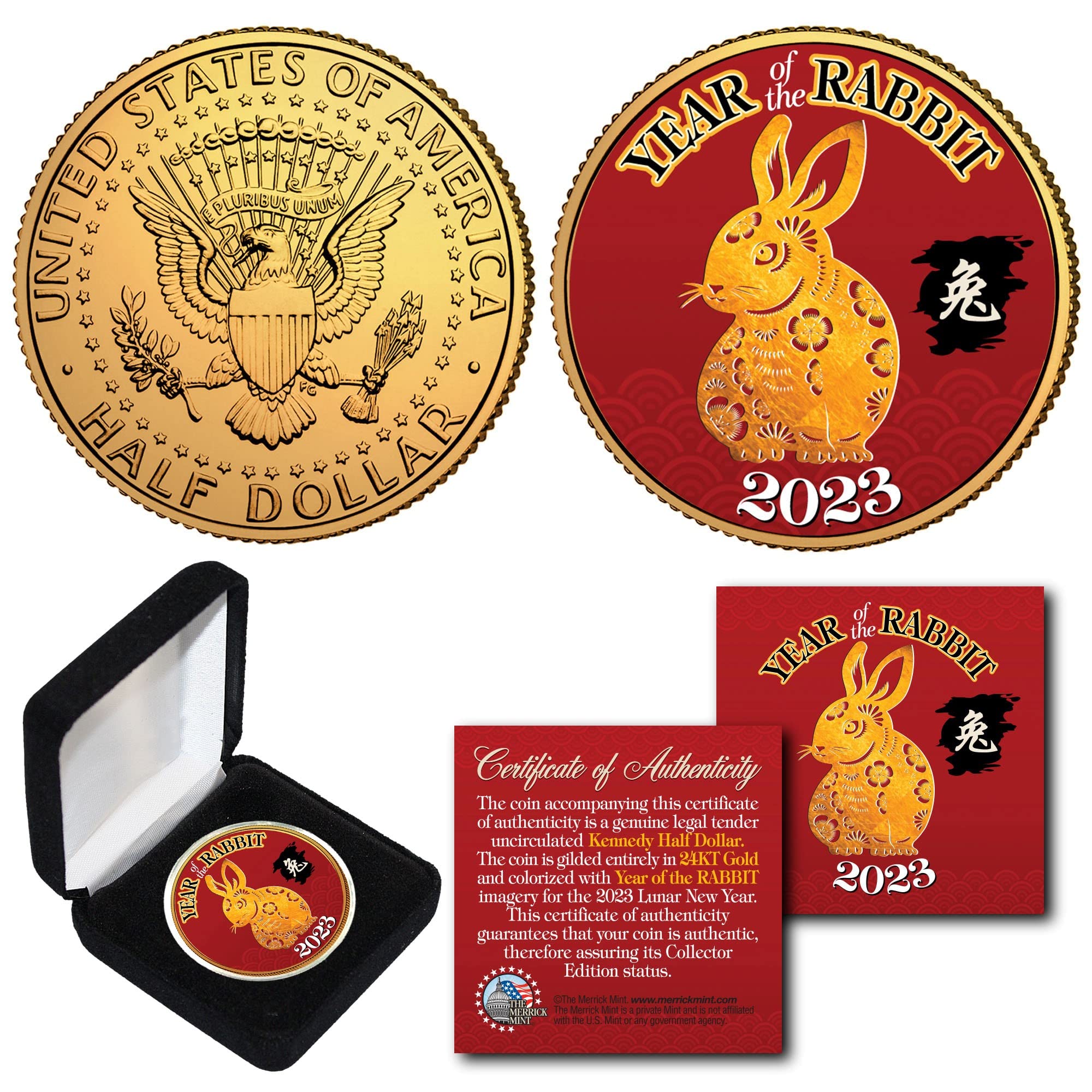 Amazon.com: Merrick Mint 2023 Chinese Lunar New Year of The Rabbit 24K ...