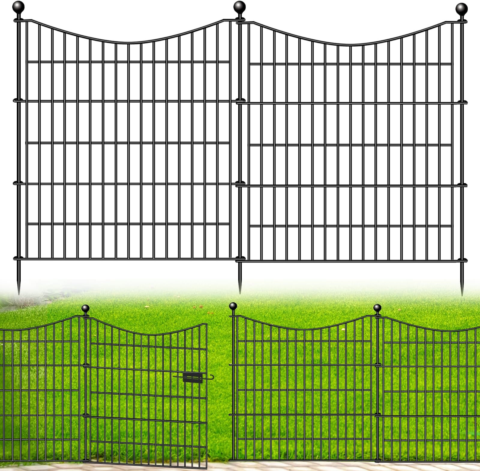 Amazon.com : Decorative Garden Metal Fence 10 Pack, 32 in (H) x 23.6 ft ...