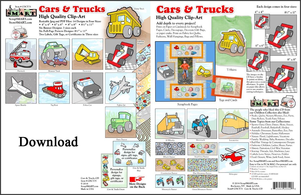 Amazon.com: ScrapSMART - Cars & Trucks - Clip Art Software Collection ...