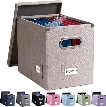 PRANDOM File Organizer Box - Set of 1 Collapsible Decorative Linen ...