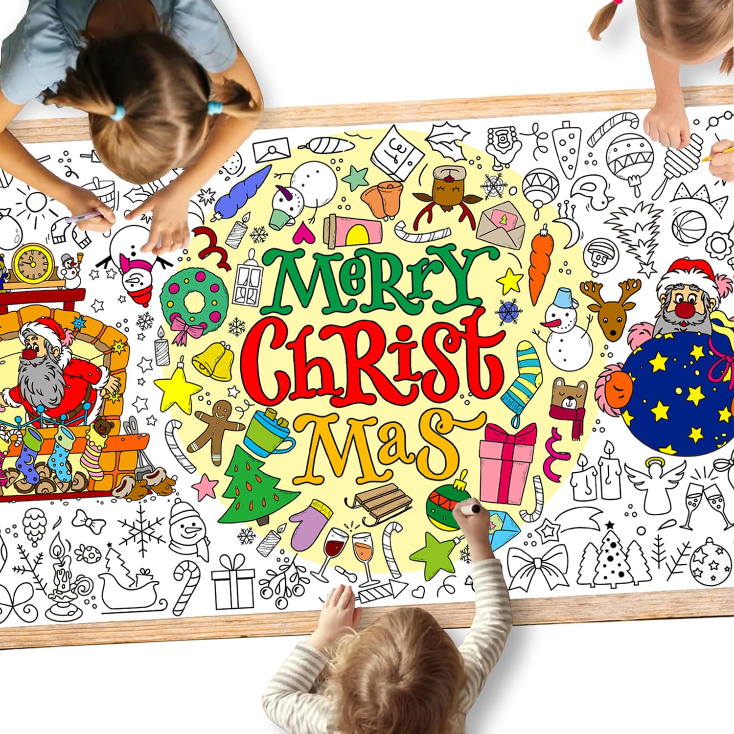 Amazon.com: TEIASA Christmas Coloring Poster/Tablecloth-Christmas ...