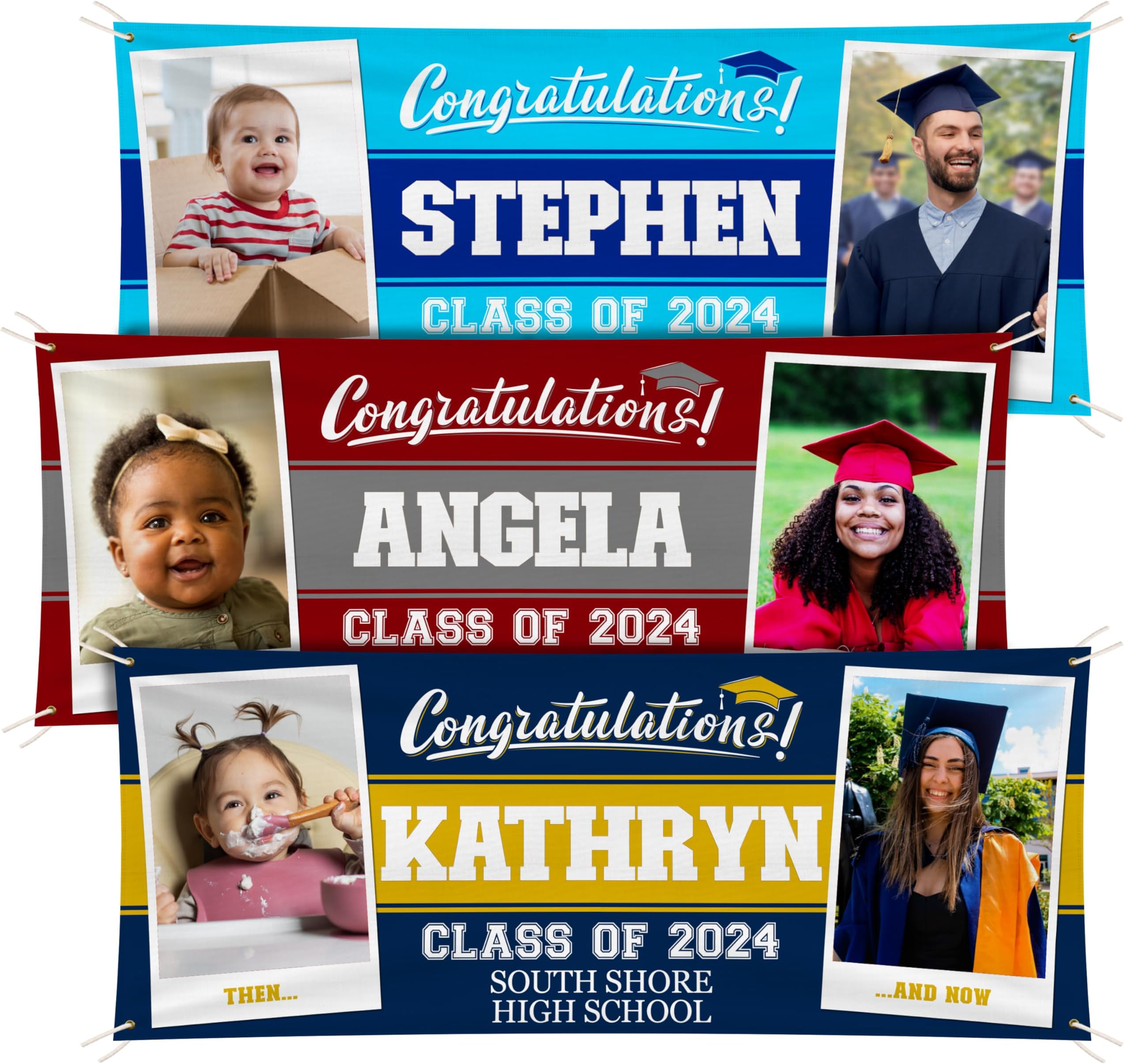 Amazon.com: Graduation Banner 2024 Personalized, Then & Now - Your Own ...