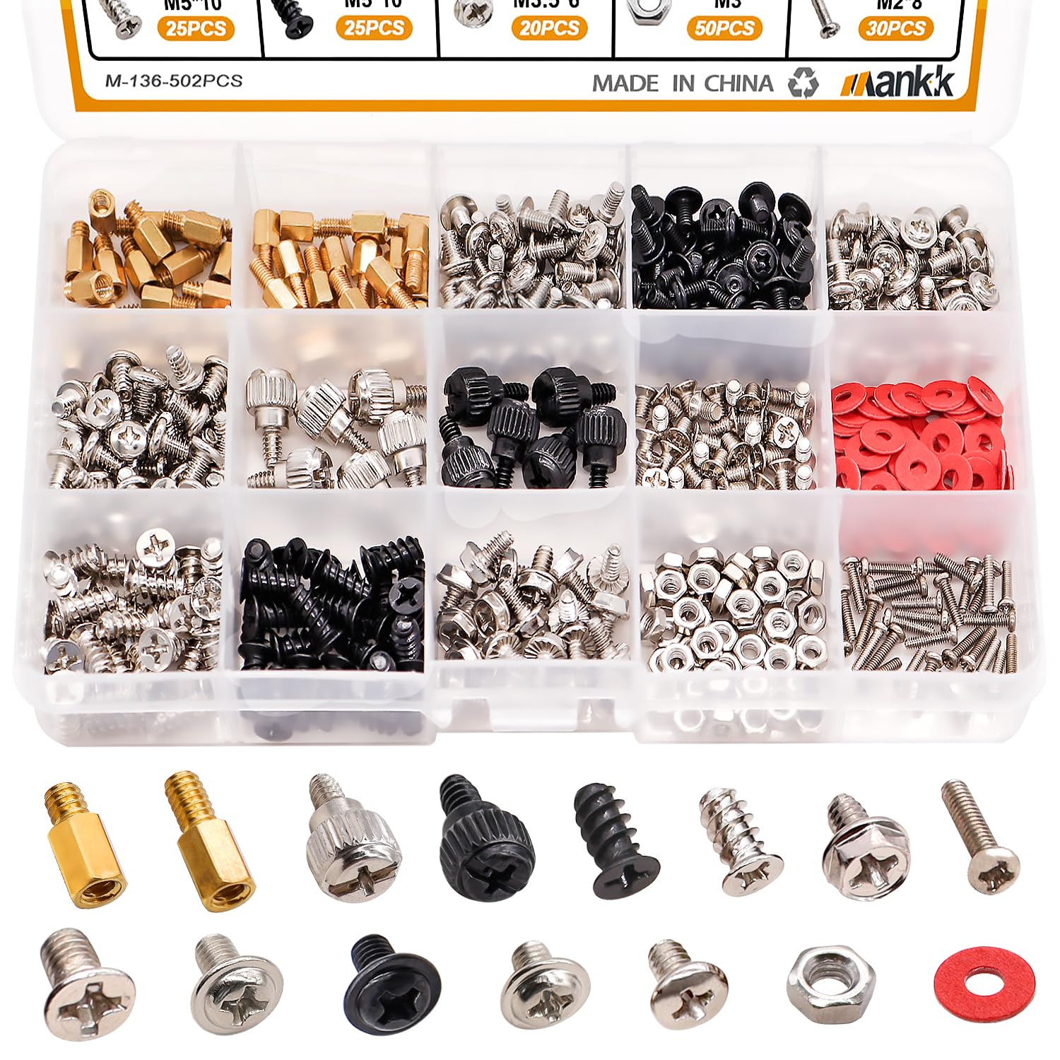Amazon.com: mankk 502PCS Computer Screws Motherboard Standoffs Screws ...