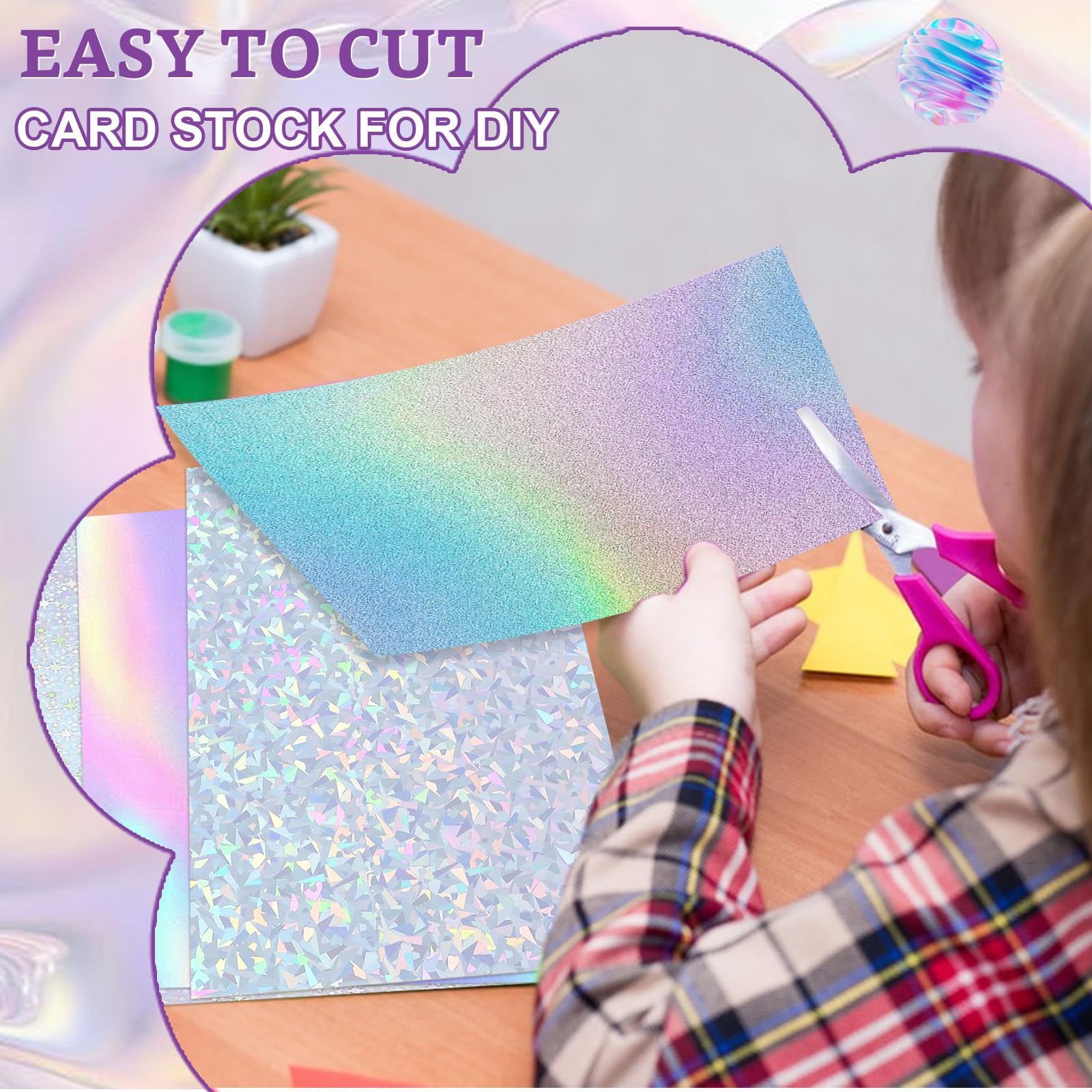 Snapklik.com : 100 Sheets Metallic Holographic Card Stock, 8.5” X 11 ...
