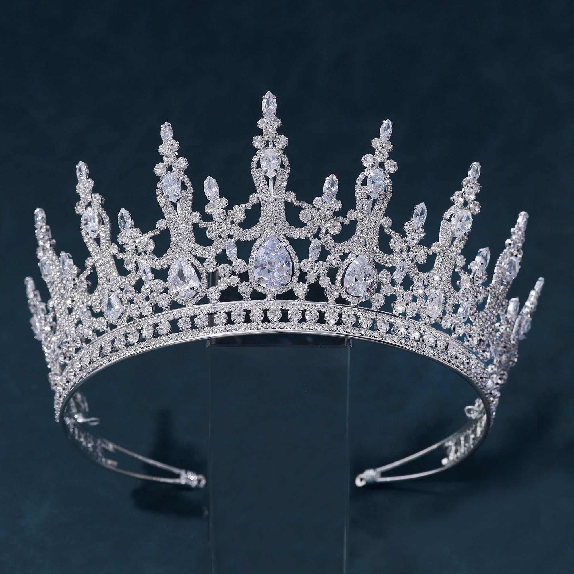 Large CZ Tiaras and Crowns for Women Big Crystal Birthday Queen Crown ...